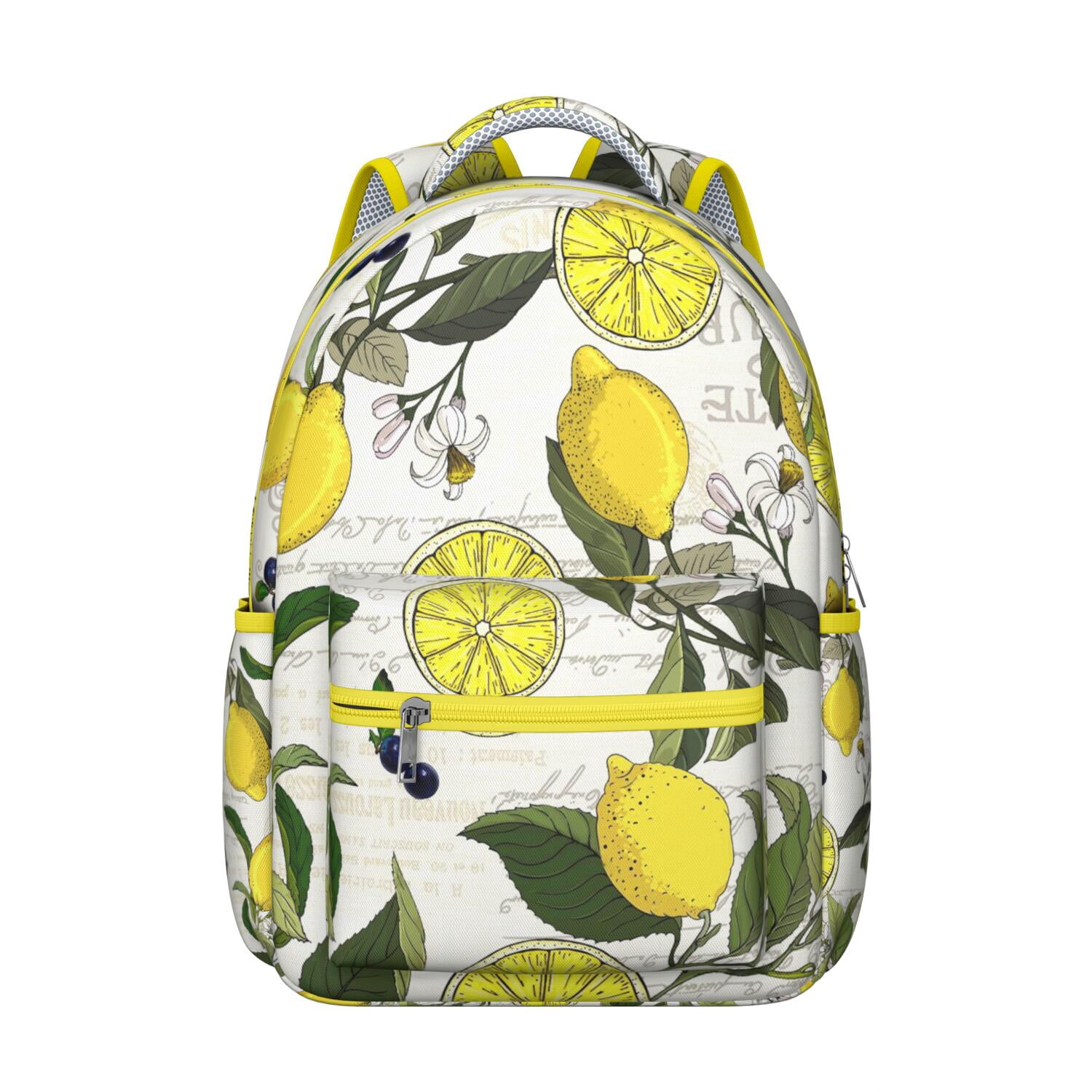 Lemon Themed University Backpack - Fashionable School Bookbag for Teens ...