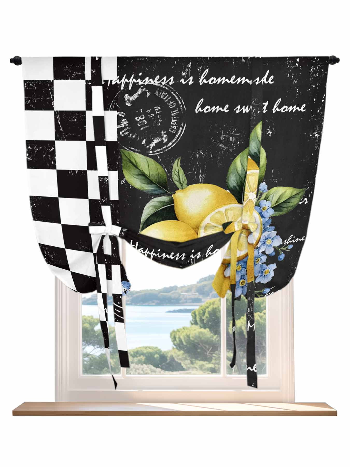 Lemon Tie Up Curtains for Windows 45 Inch Length Balloon Curtains ...