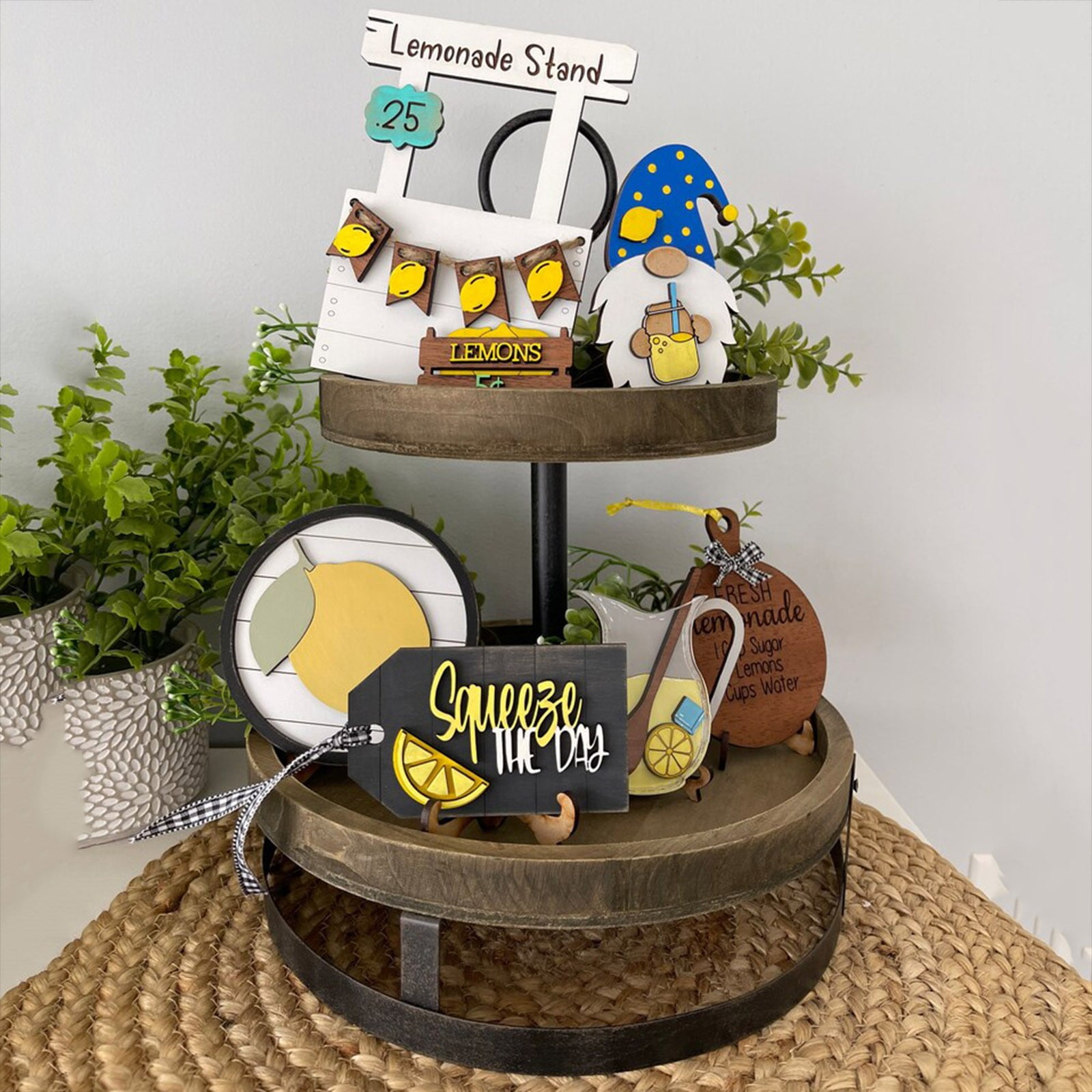 Lemon Tiered Tray Decor Wood Sign Lemon Theme Layered Tray Decoration ...