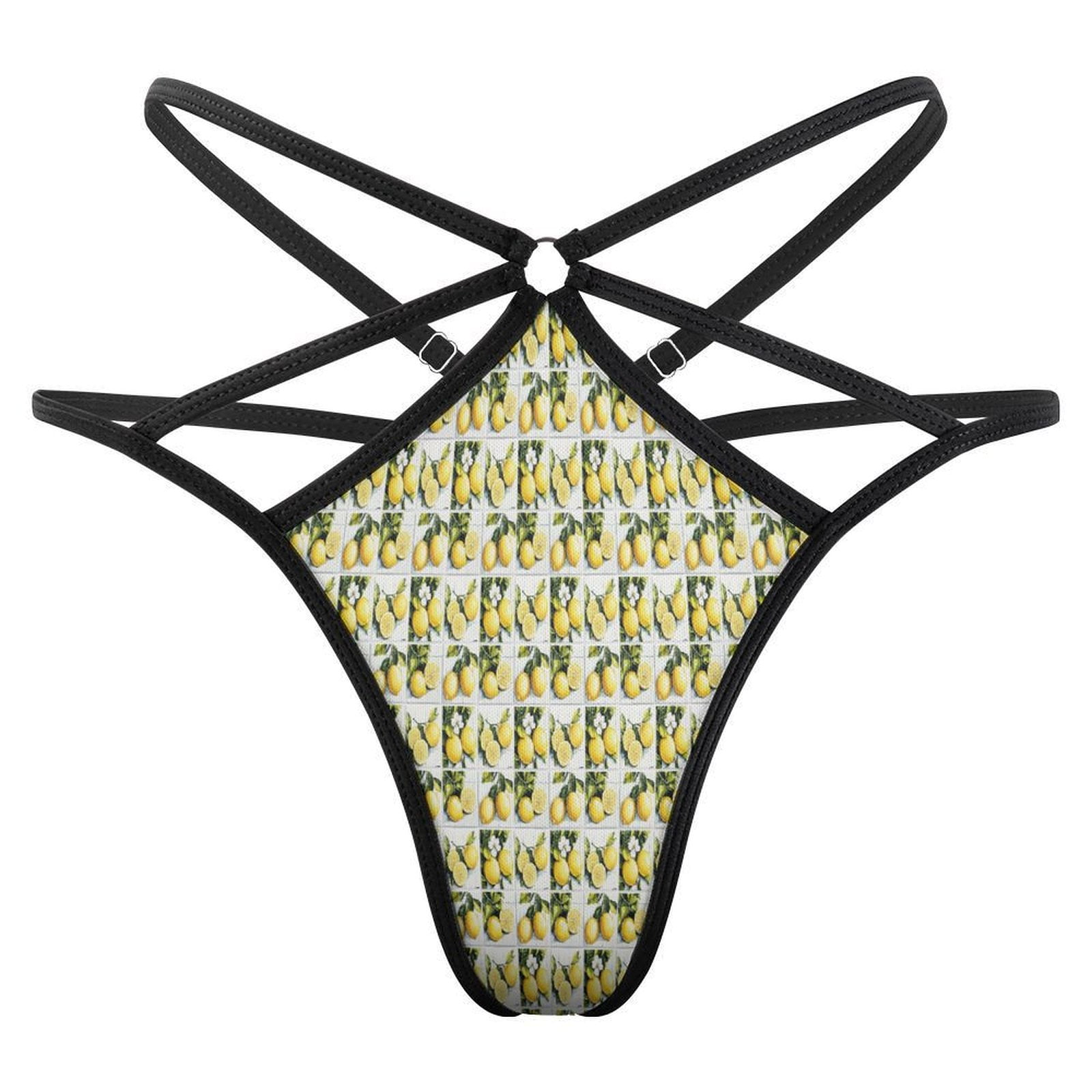 Lemon Tile Pattern Open Type Women's Panties Crotch Opening G-strings ...