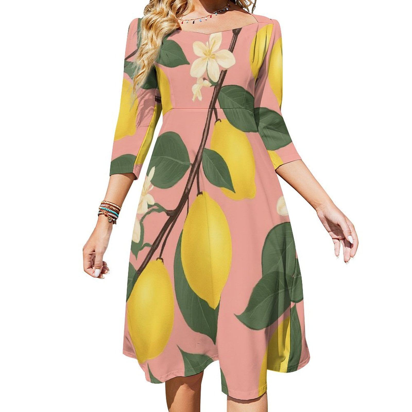 Lemon Tree-4 Womens Summer Dress Tie Back A Line Flare Dress - Walmart.com