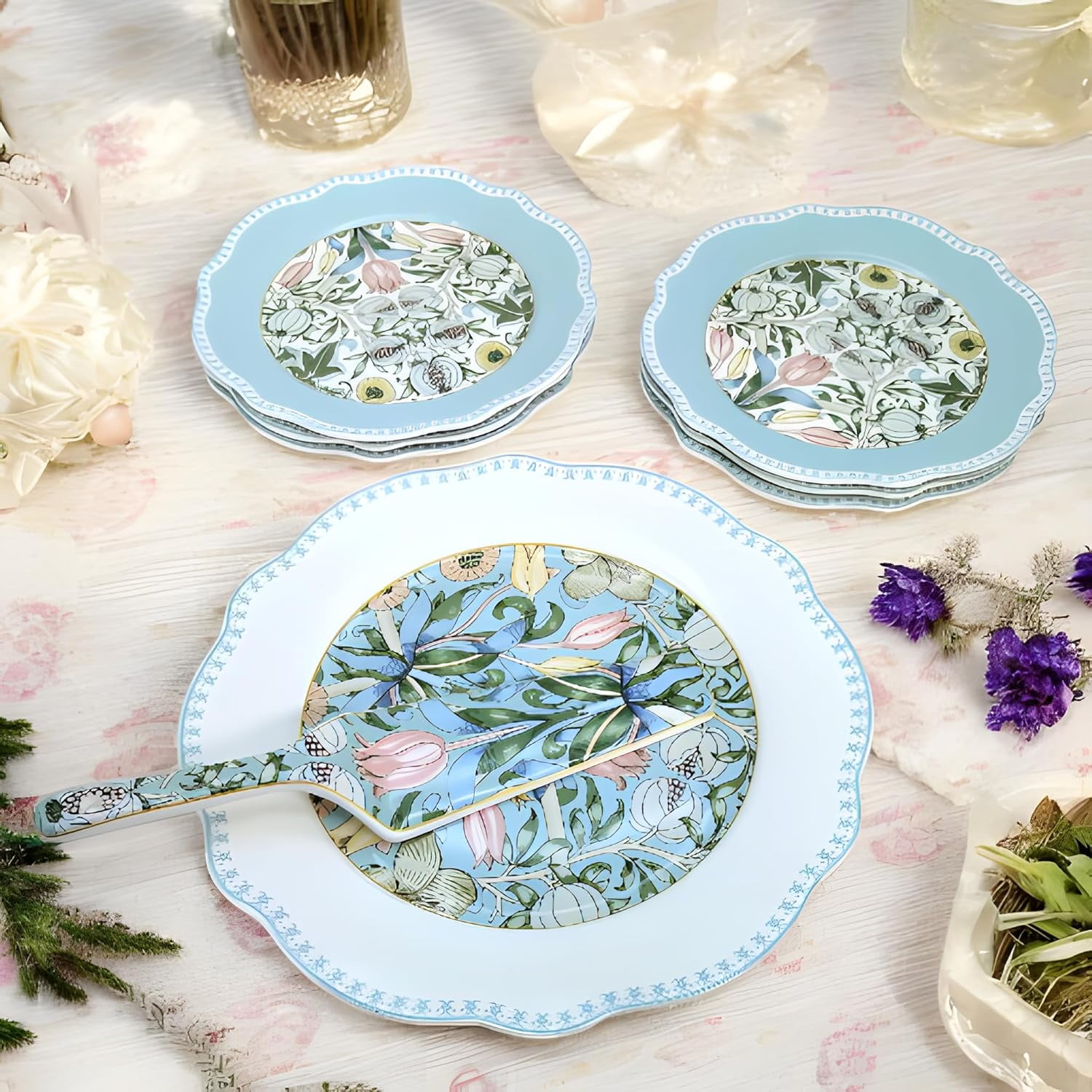 Lemon Tree HJ 1001 Ceramic Fine Porcelain 8Piece SnackCake Serving Set ...