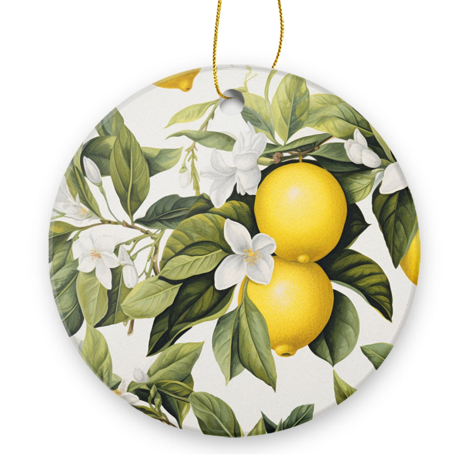 Lemon Tree With Lemons And White Flowers - Christmas Ornament Xmas ...
