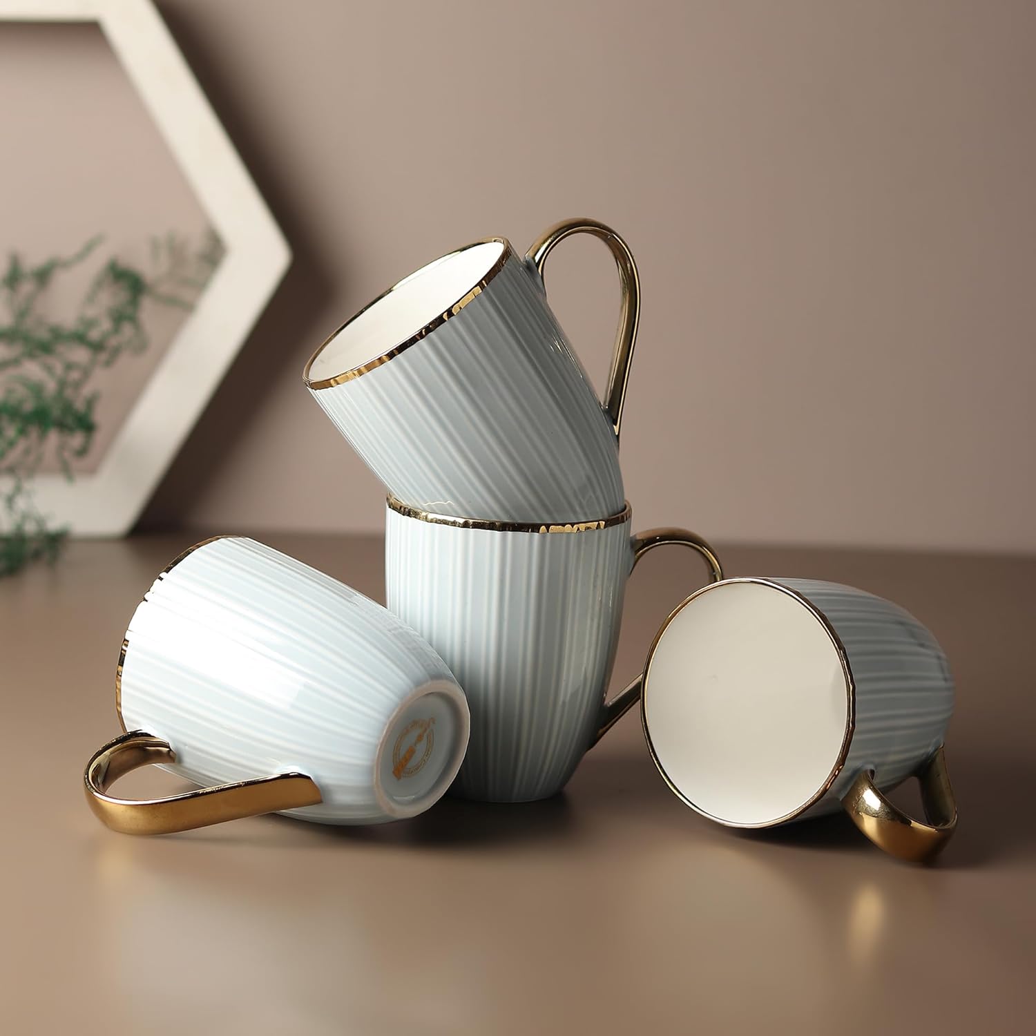 Lemon Tree Porcelain Ceramic TeaCoffee Mug Set 360 ml Set of 4 Stylish ...