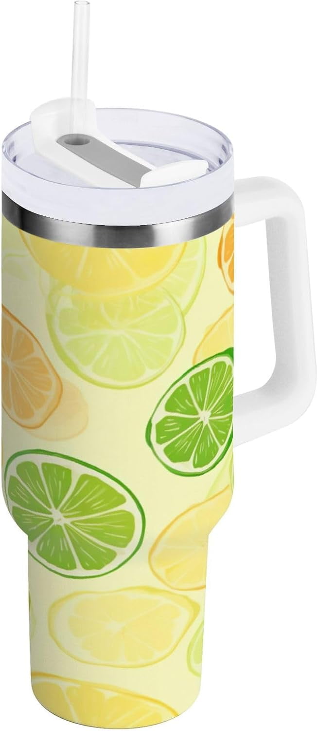 Lemon Tumbler - 40 oz Tumbler with Handle and Straw Lid, Insulated ...