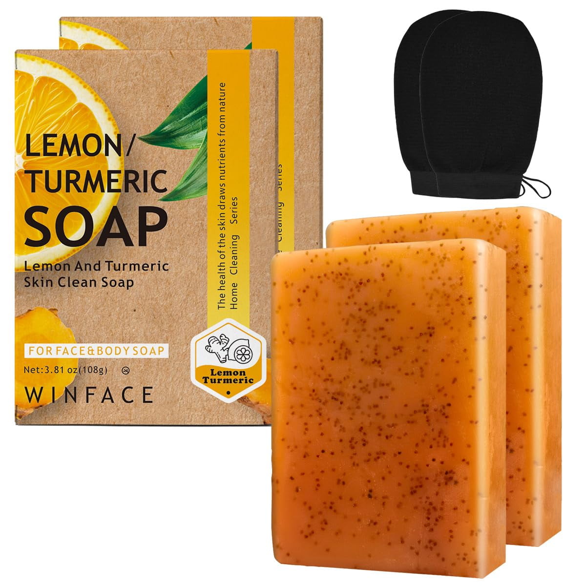 Lemon Turmeric Soap Bars, Kojic Acid and Turmeric Soap, Contains ...