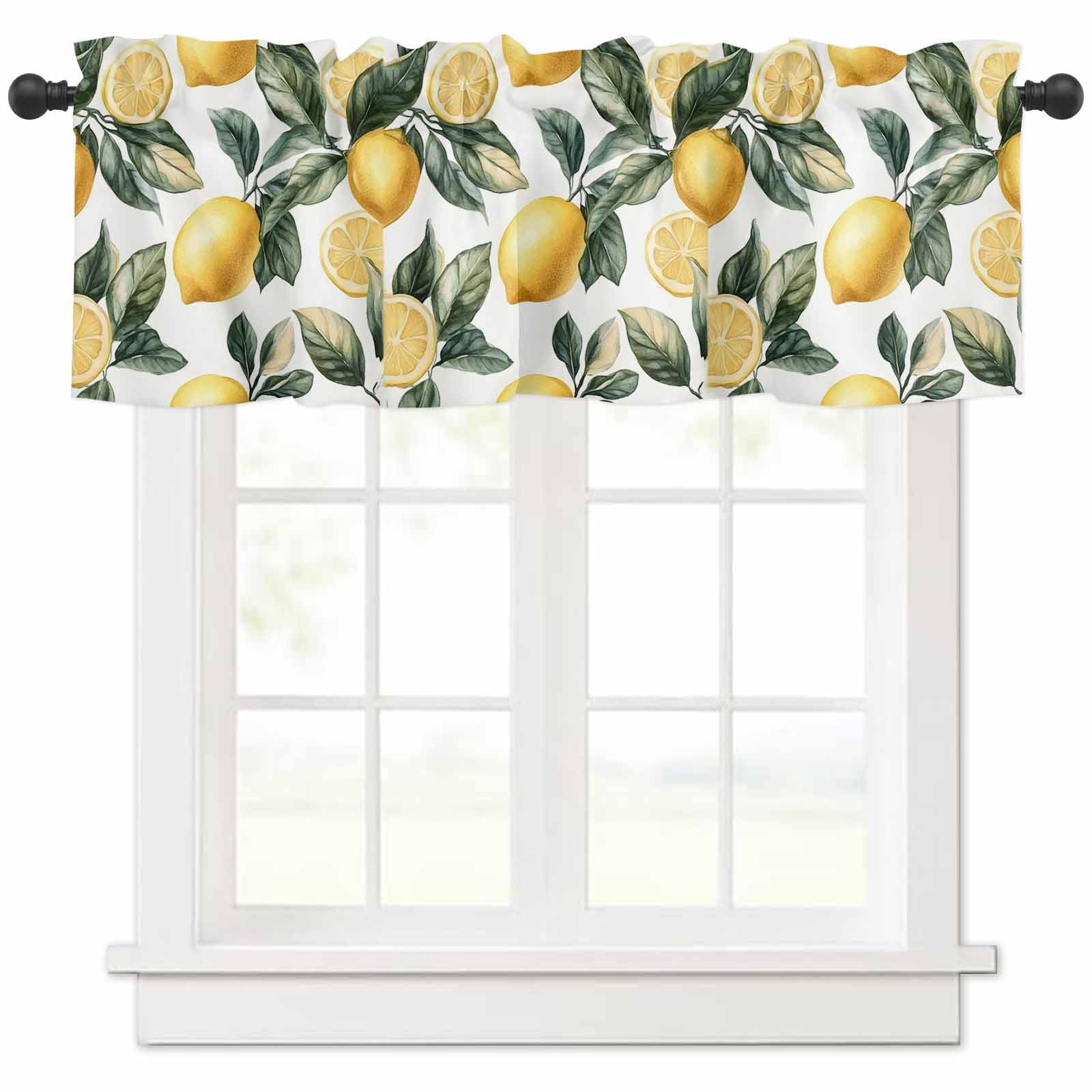 Lemon Valances for Windows Farmhouse Kitchen Curtains Valances Rod Pocket Valance Curtains for ...