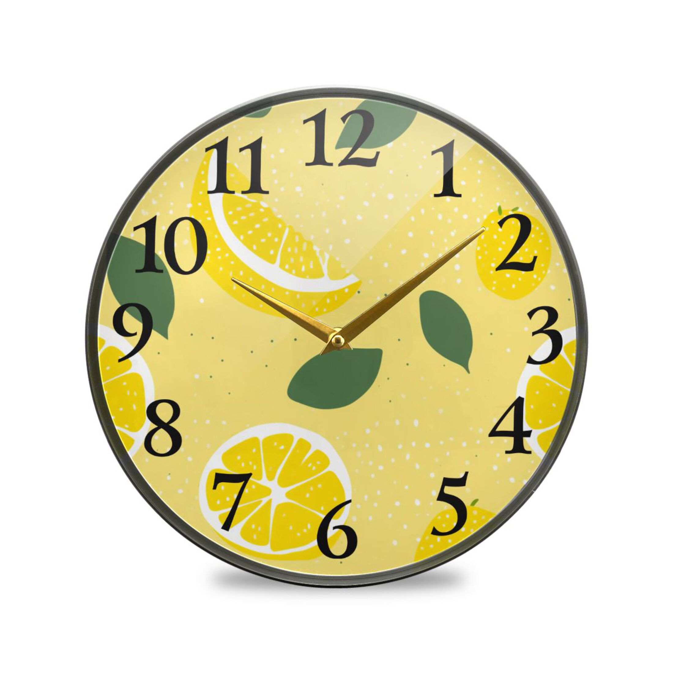 Lemon Wall Clocks Battery Operated 9.5 Inch Round Clock Acrylic Silent ...