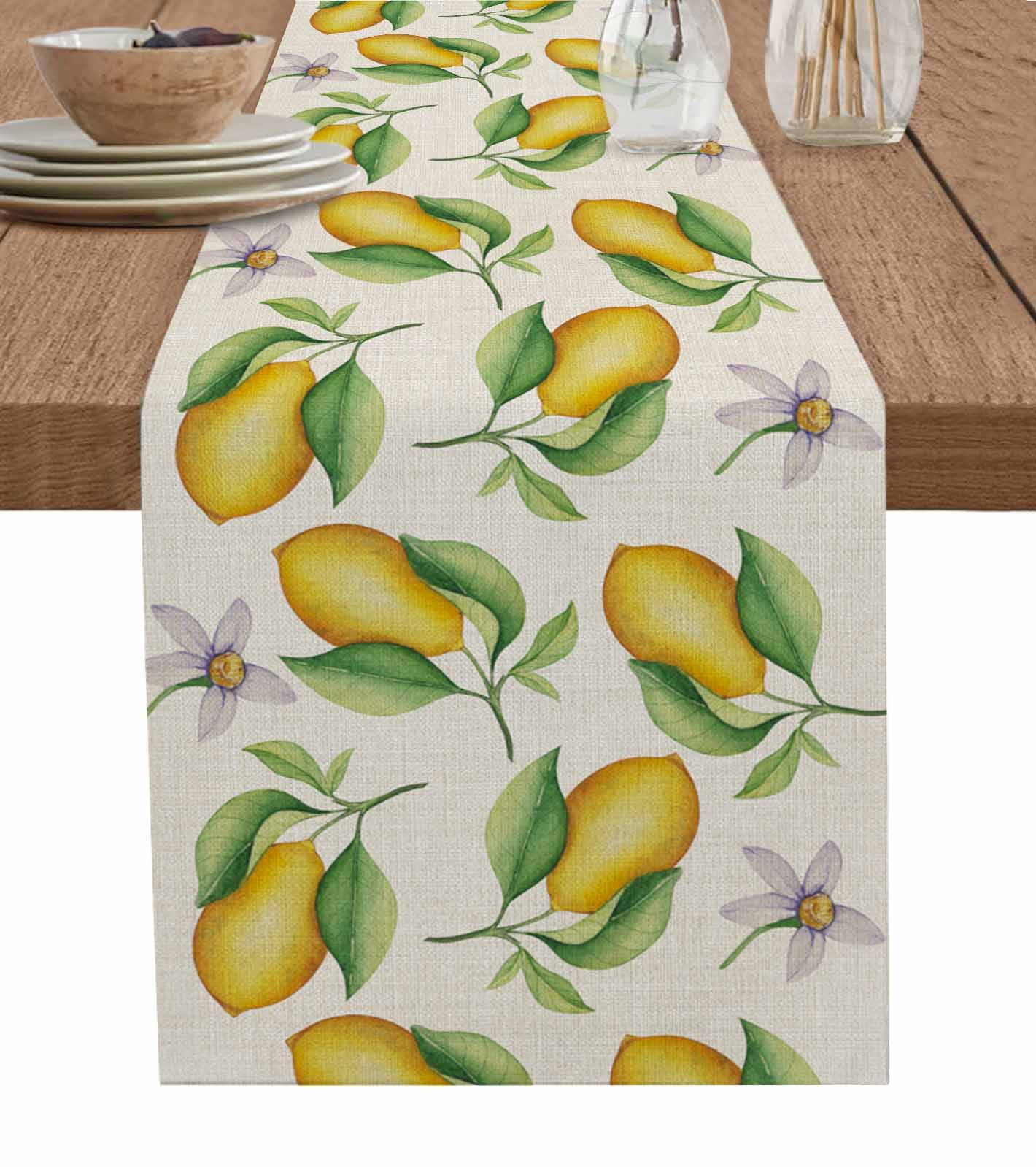 Lemon Watercolor Country Style Table Runner for Dining Table Wedding ...
