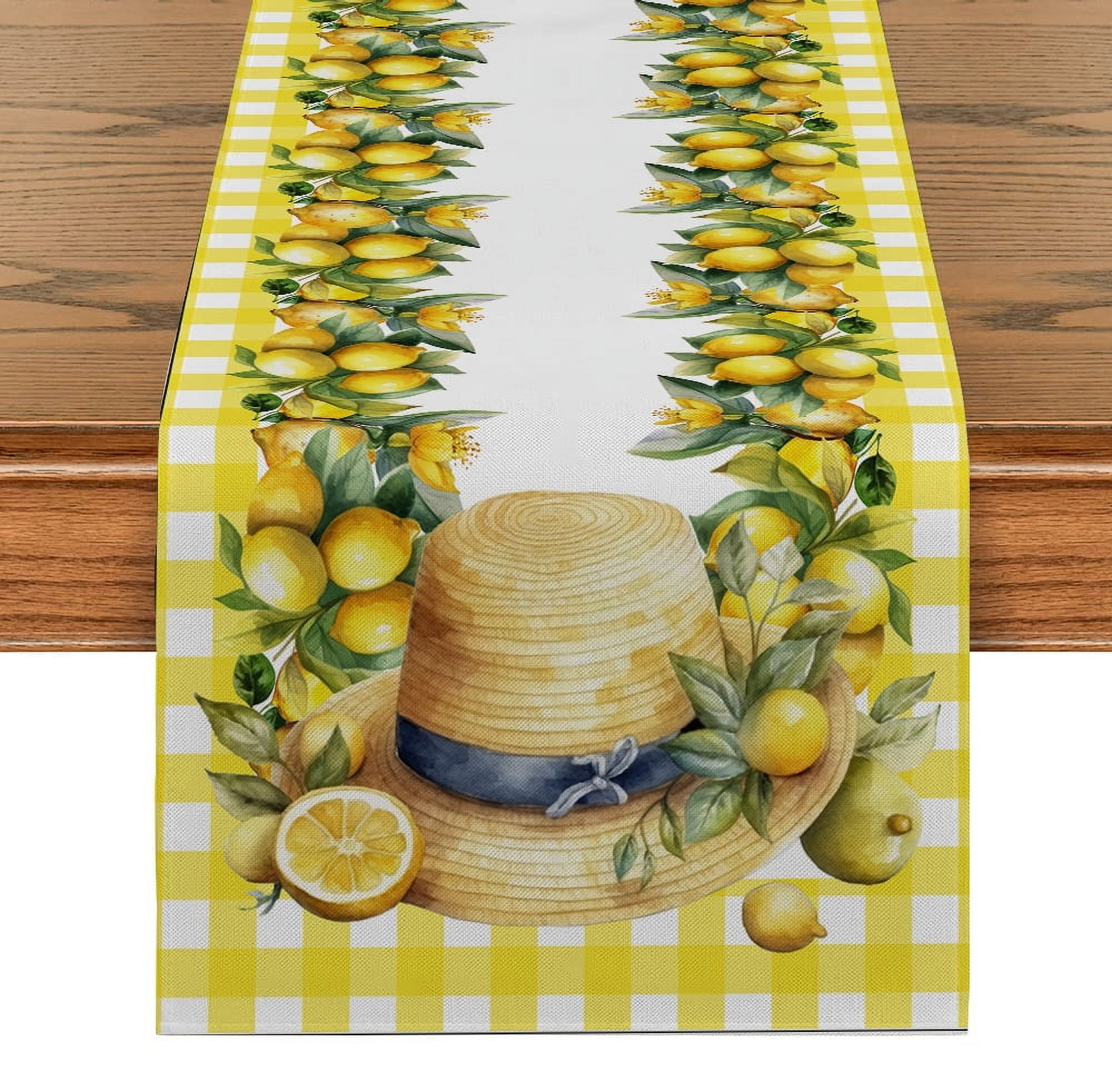 Lemon Watercolor Geometry Table Runner Wedding ration Cloth Dining r ...