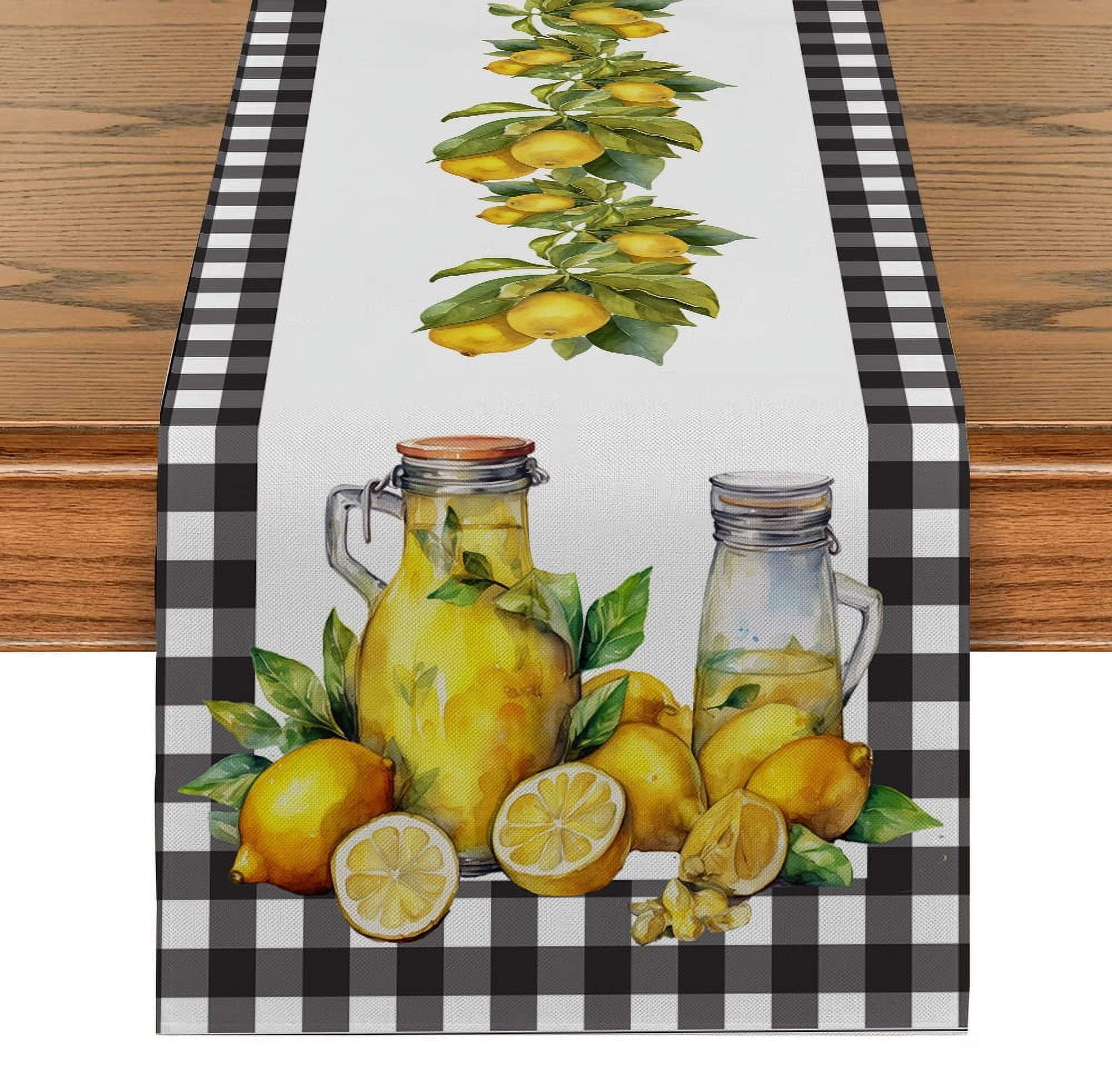 Lemon Watercolor Geometry Table Runner Wedding ration Cloth Dining r ...