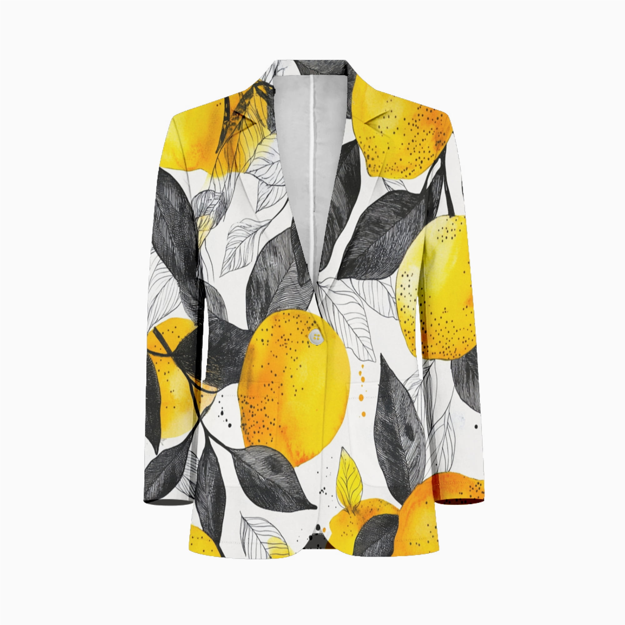 Lemon Watercolor Pattern Mens Suits Shawl Collar Slim Fit Suit Mens ...