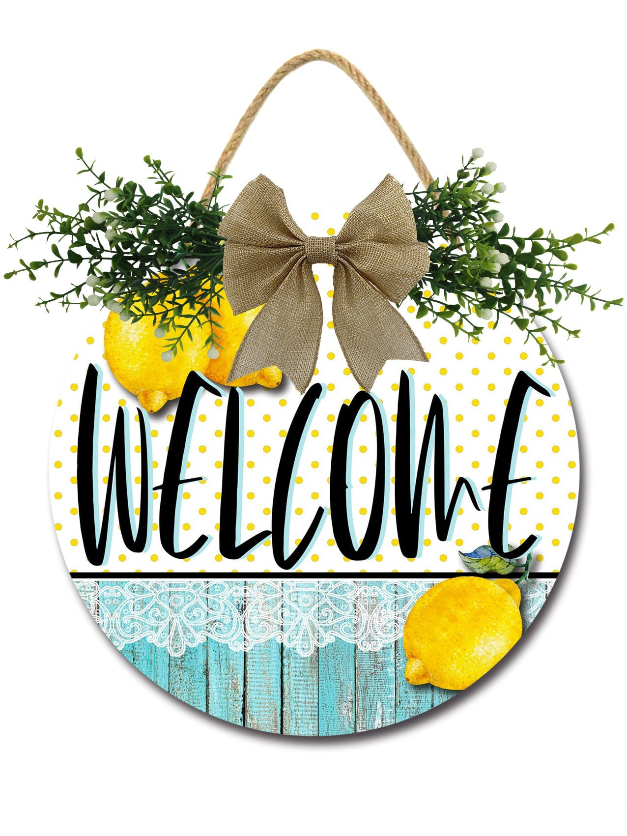 Lemon Welcome Front Door Sign Funny Wreaths Hanging Wooden Plaque ...
