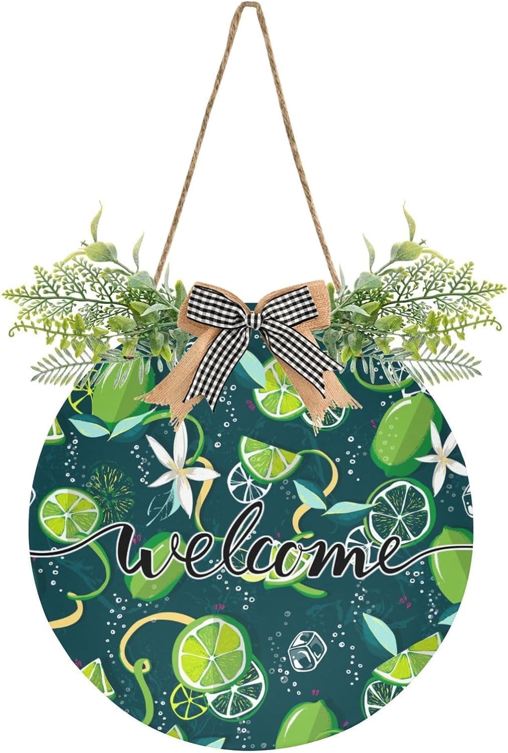 Lemon Welcome Sign Farmhouse Front Porch Door Hanging Welcome Wreath ...