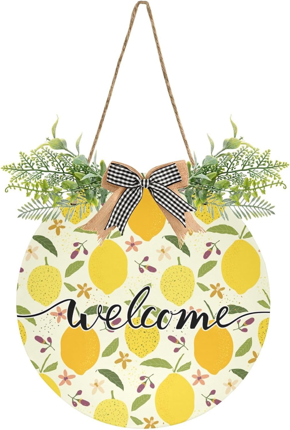 Lemon Welcome Sign Farmhouse Front Porch Door Hanging Welcome Wreath ...