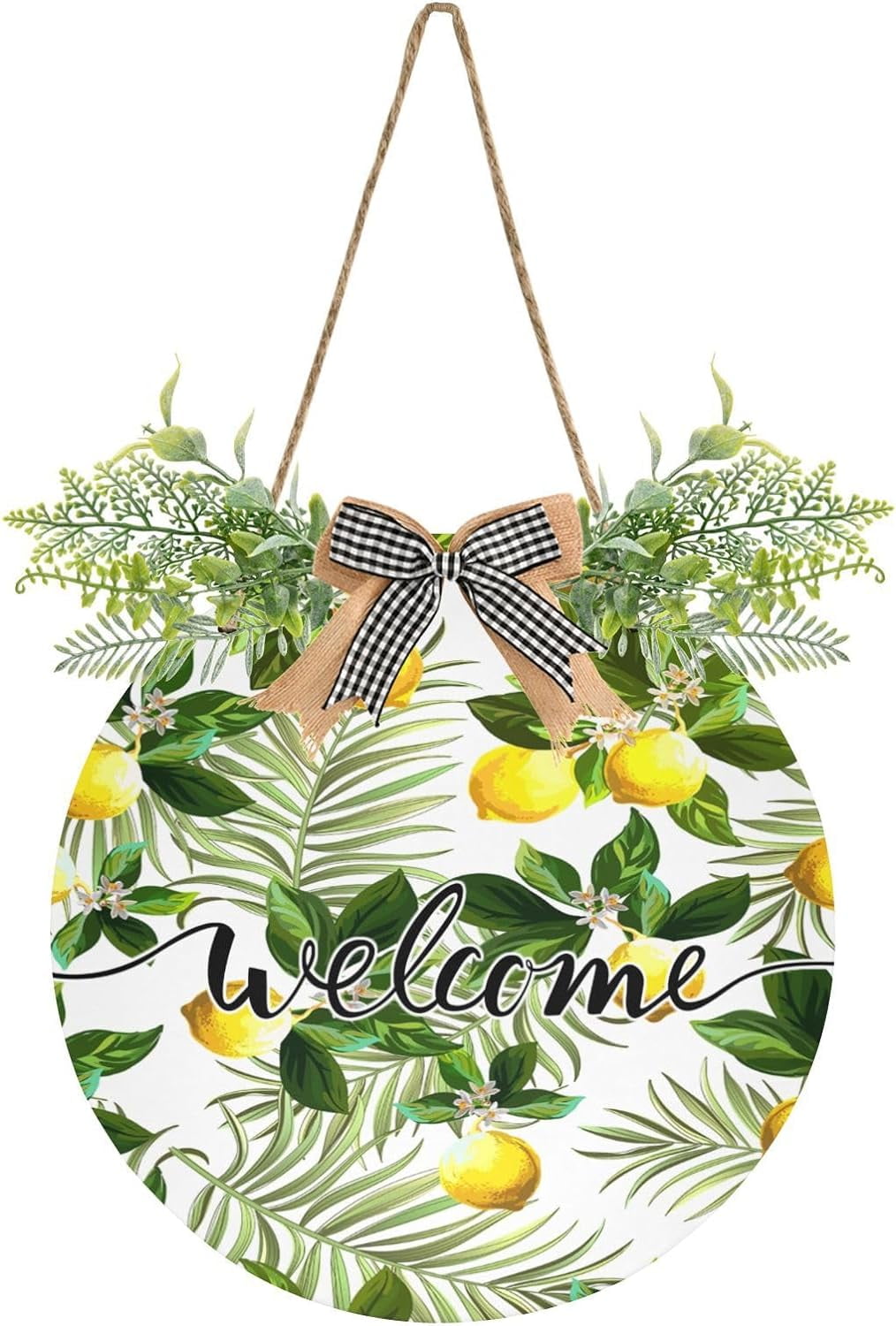 Lemon Welcome Sign Farmhouse Front Porch Door Hanging Welcome Wreath ...