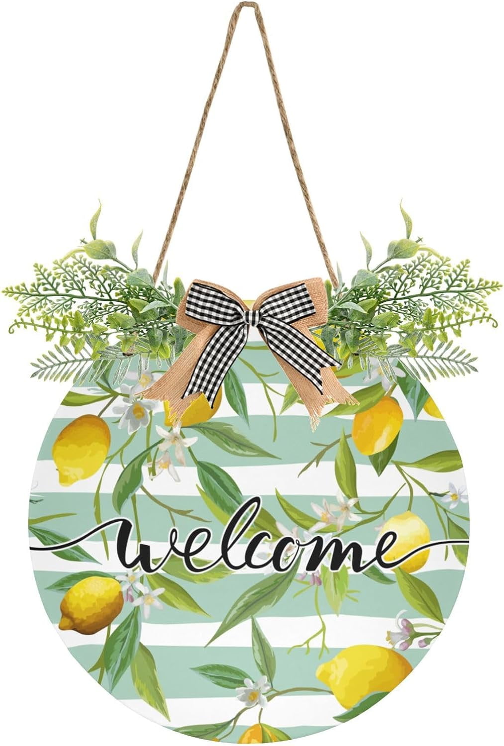 Lemon Welcome Sign Farmhouse Front Porch Door Hanging Welcome Wreath ...