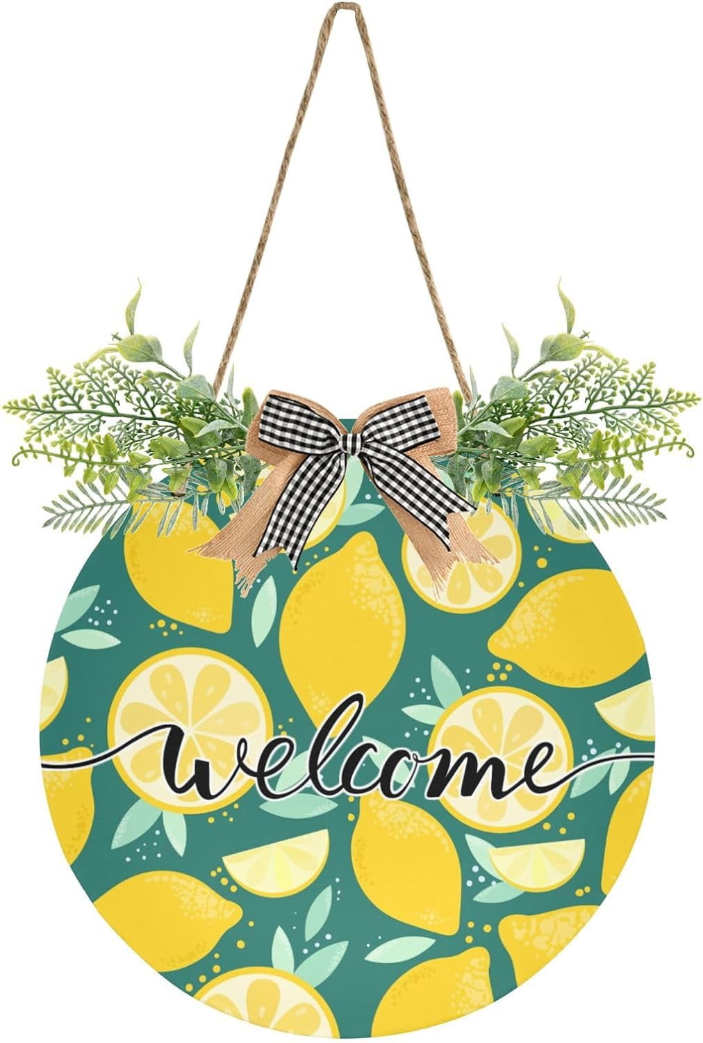 Lemon Welcome Sign Farmhouse Front Porch Door Hanging Welcome Wreath ...