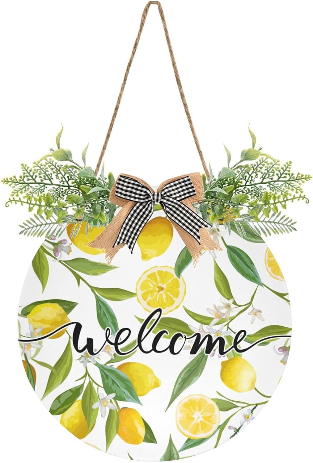 Lemon Welcome Sign Farmhouse Front Porch Door Hanging Welcome Wreath ...