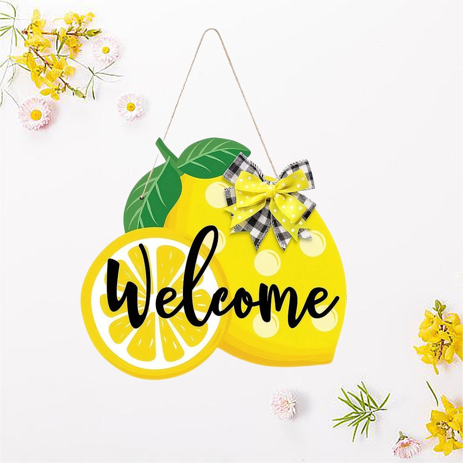 Lemon Welcome Wood Door Hanger Wooden Hanging Sign Large Wooden Lemon ...