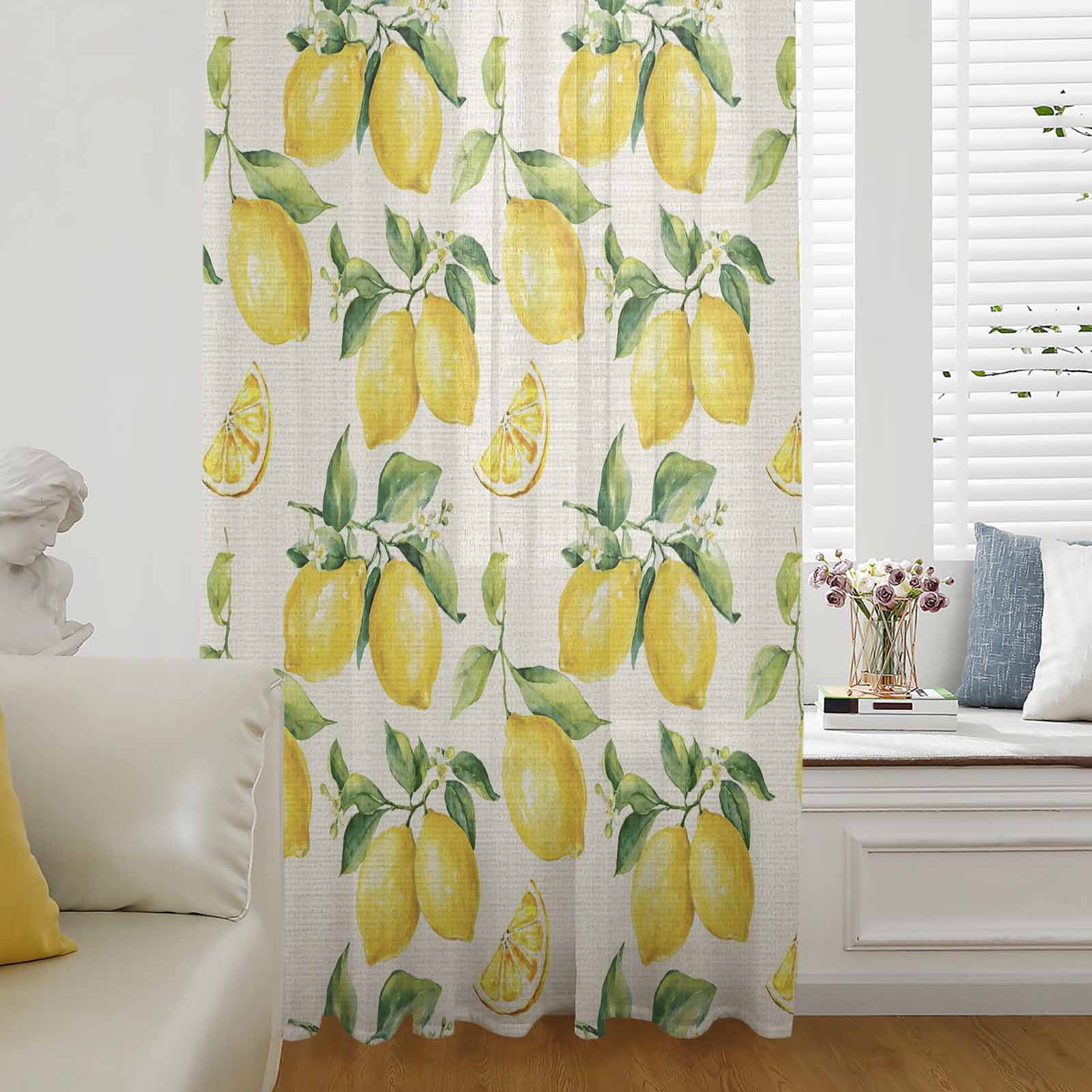 Lemon Window Curtain 45 Inches Long,Farmhouse Fruit Rustic Country ...
