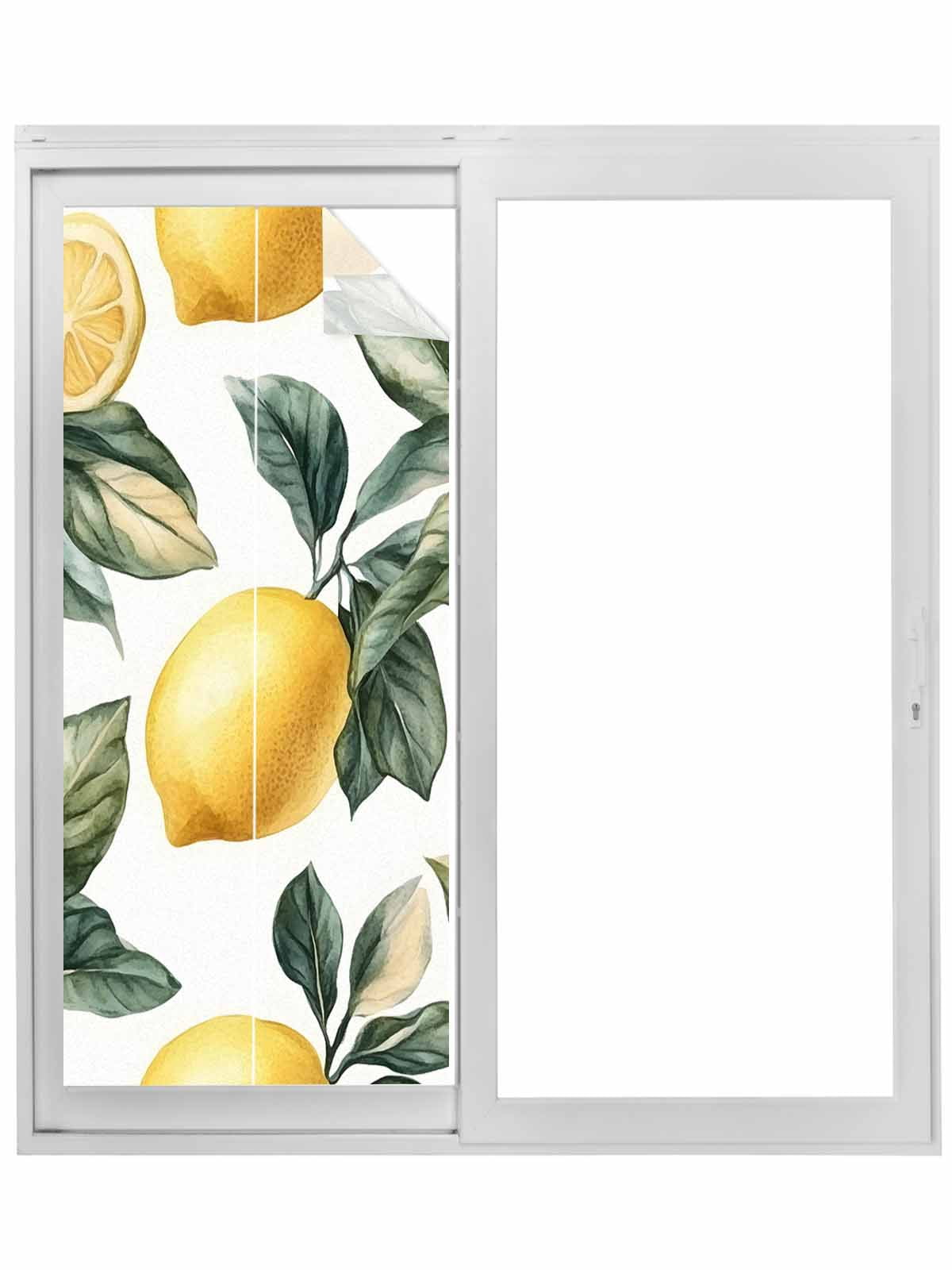 Lemon Window Privacy Film, Summer Yellow Fruit Country Spring Leaf ...