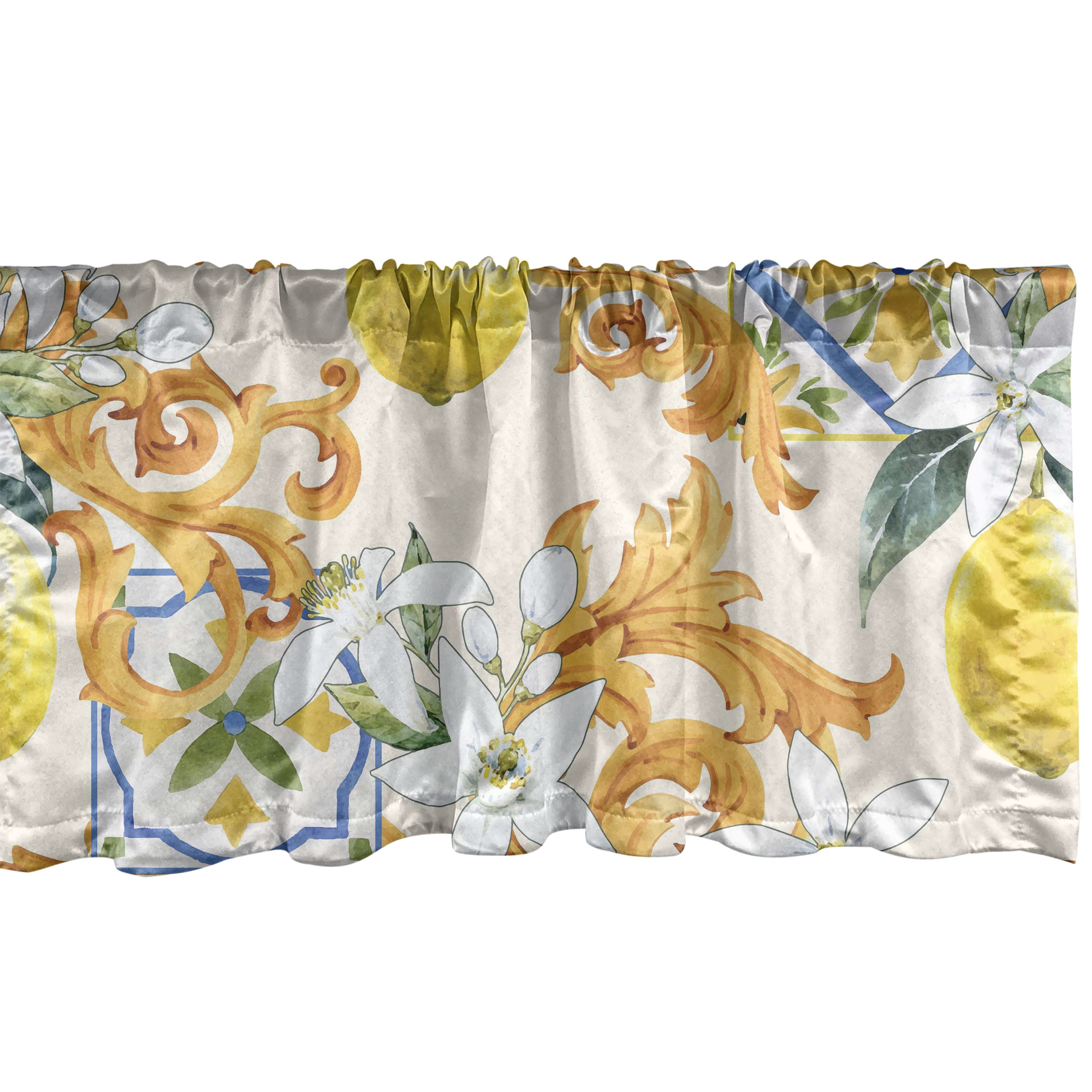 Lemon Window Valance, Ethnic Mediterranean Inspired Flowers and Citrus ...