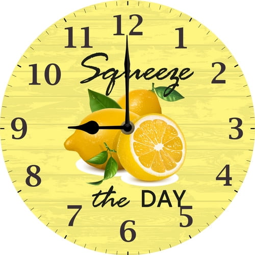 Lemon Wood Clock Lemon Kitchen Decor Inspirational Quote Wall Decor ...