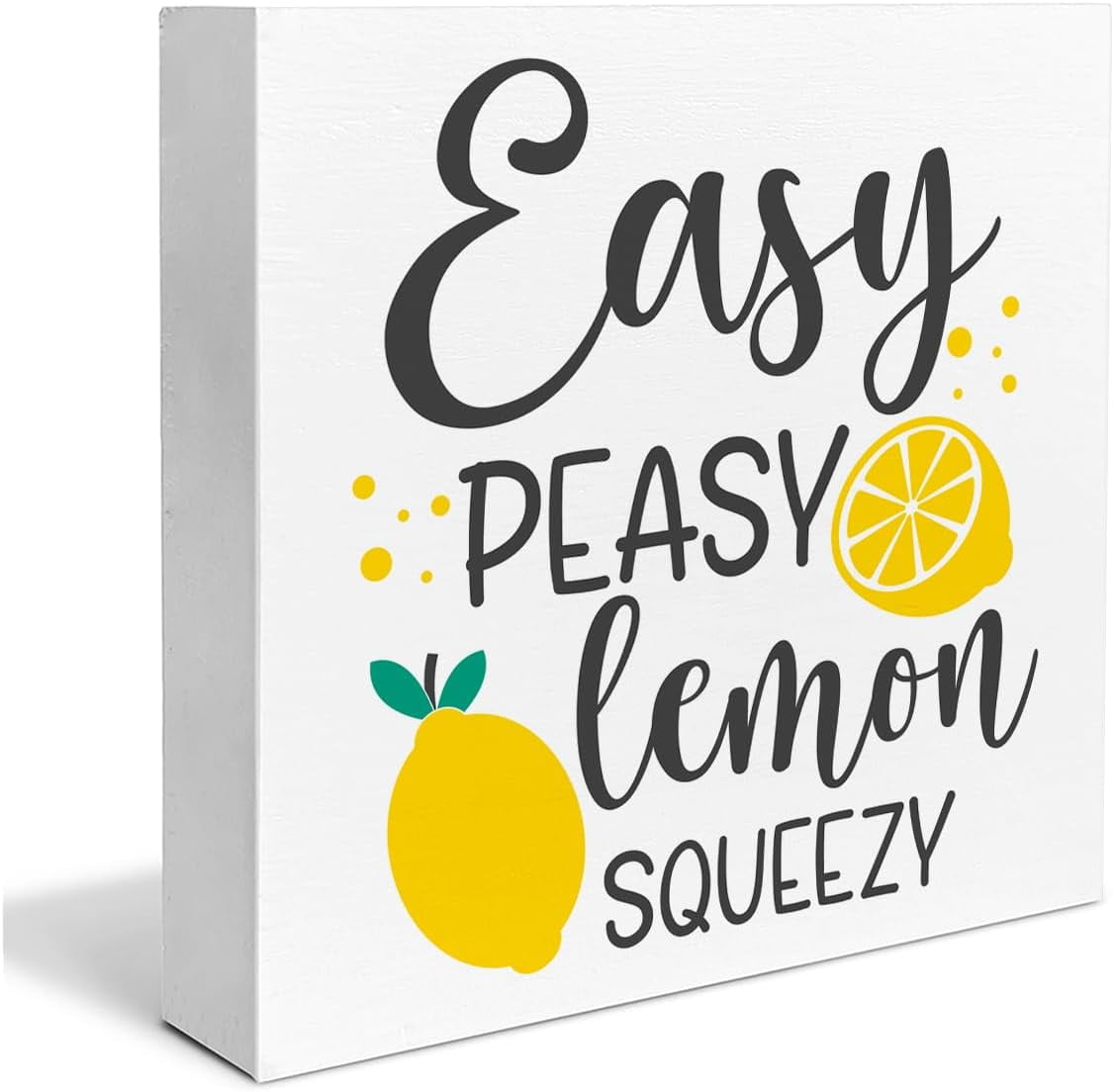 Lemon Wooden Box Sign House Decor Easy Peasy Lemon Squeezy Square Wood ...