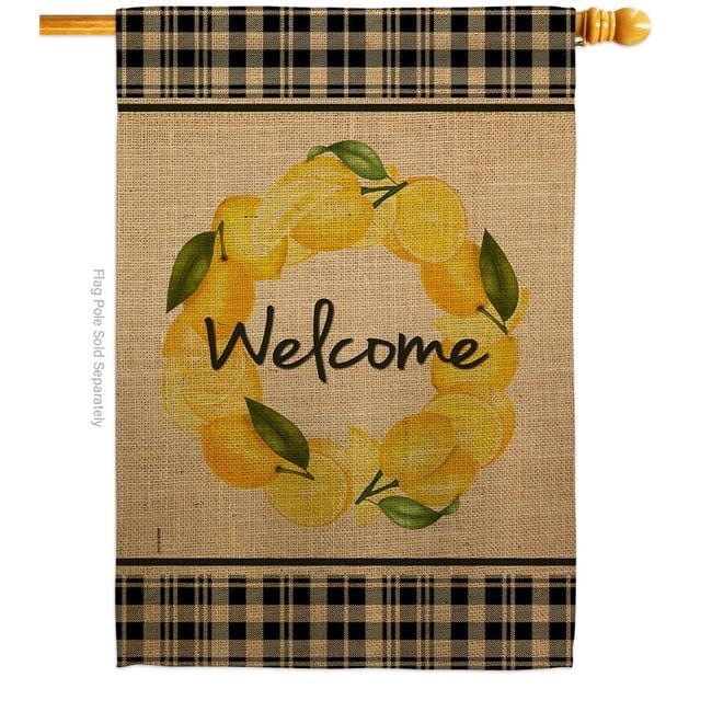 Lemon Wreath Food Fruit 28 x 40 in. Double-Sided Decorative Vertical ...