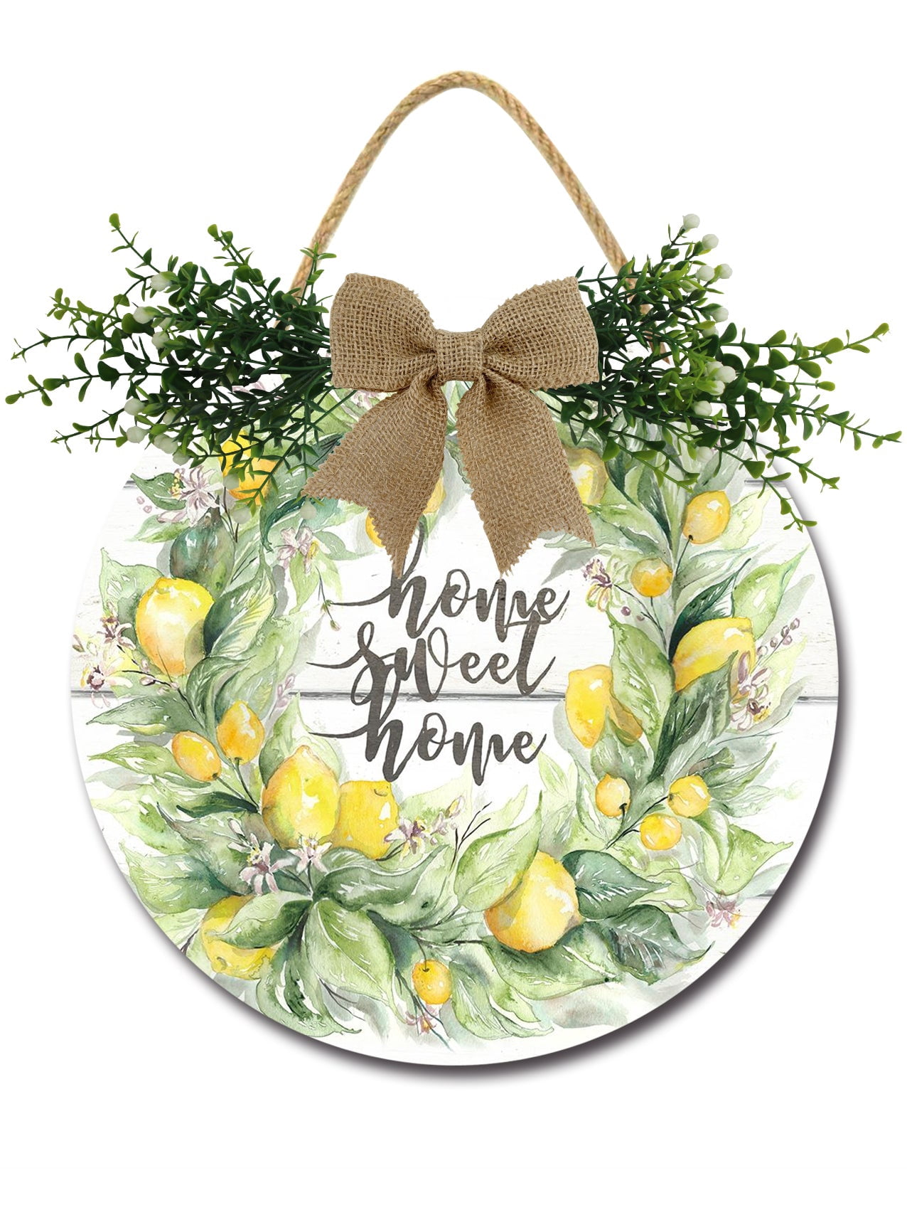 Lemon Wreath Home Sweet Home Front Door Sign Funny Wreaths Hanging ...