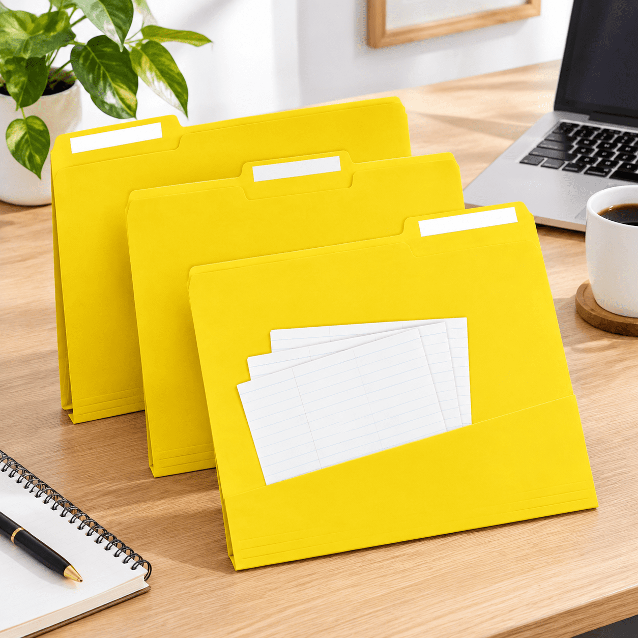 Lemon Yellow 150 Pack Letter Size File Folders with 1/3 Cut Tabs and ...