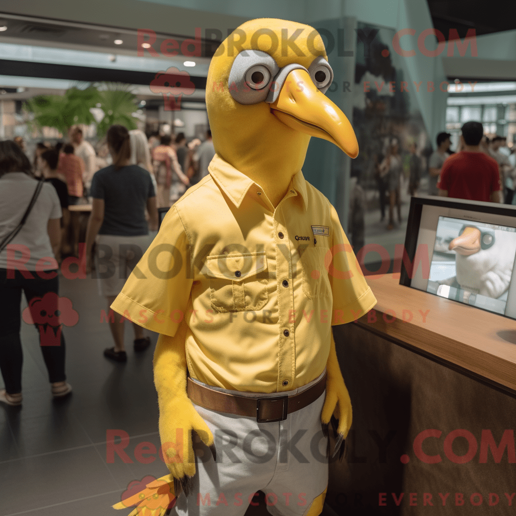 Lemon Yellow Albatross REDBROKOLY mascot costume character dressed with ...