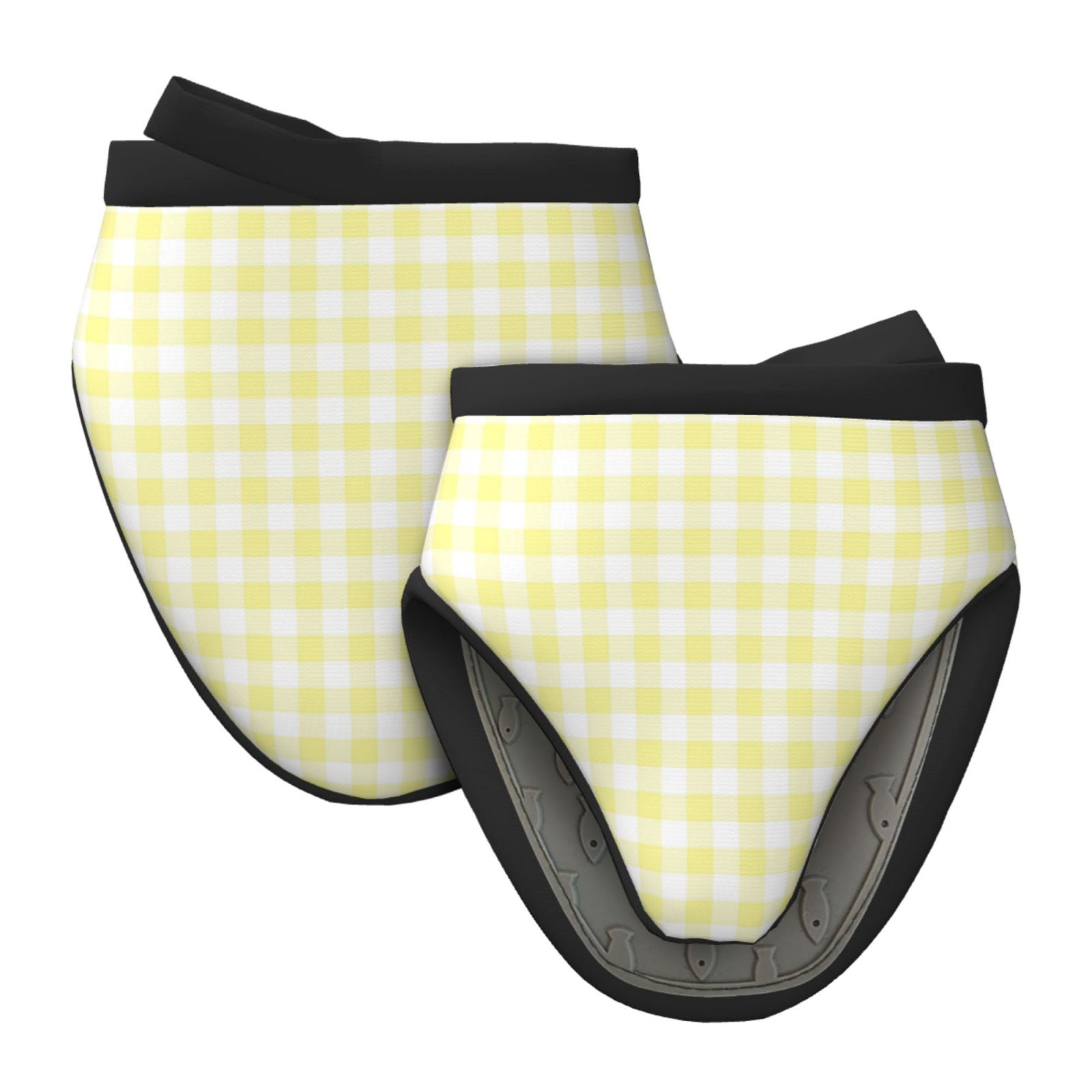 Lemon Yellow Checkboard Oven Mitts Heat Resistant with Hanging Loop ...