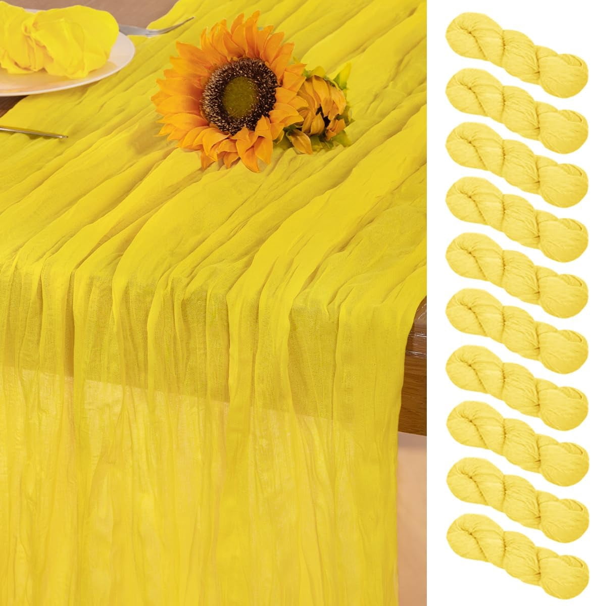 Lemon Yellow Cheesecloth Table Runner 10 Pack Fall Table Runners Boho ...