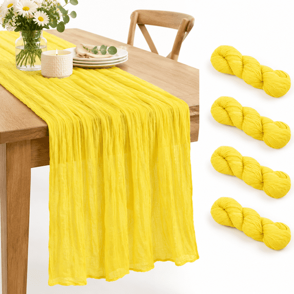Lemon Yellow Cheesecloth Table Runners 4 Pack Summer Boho - Walmart.com