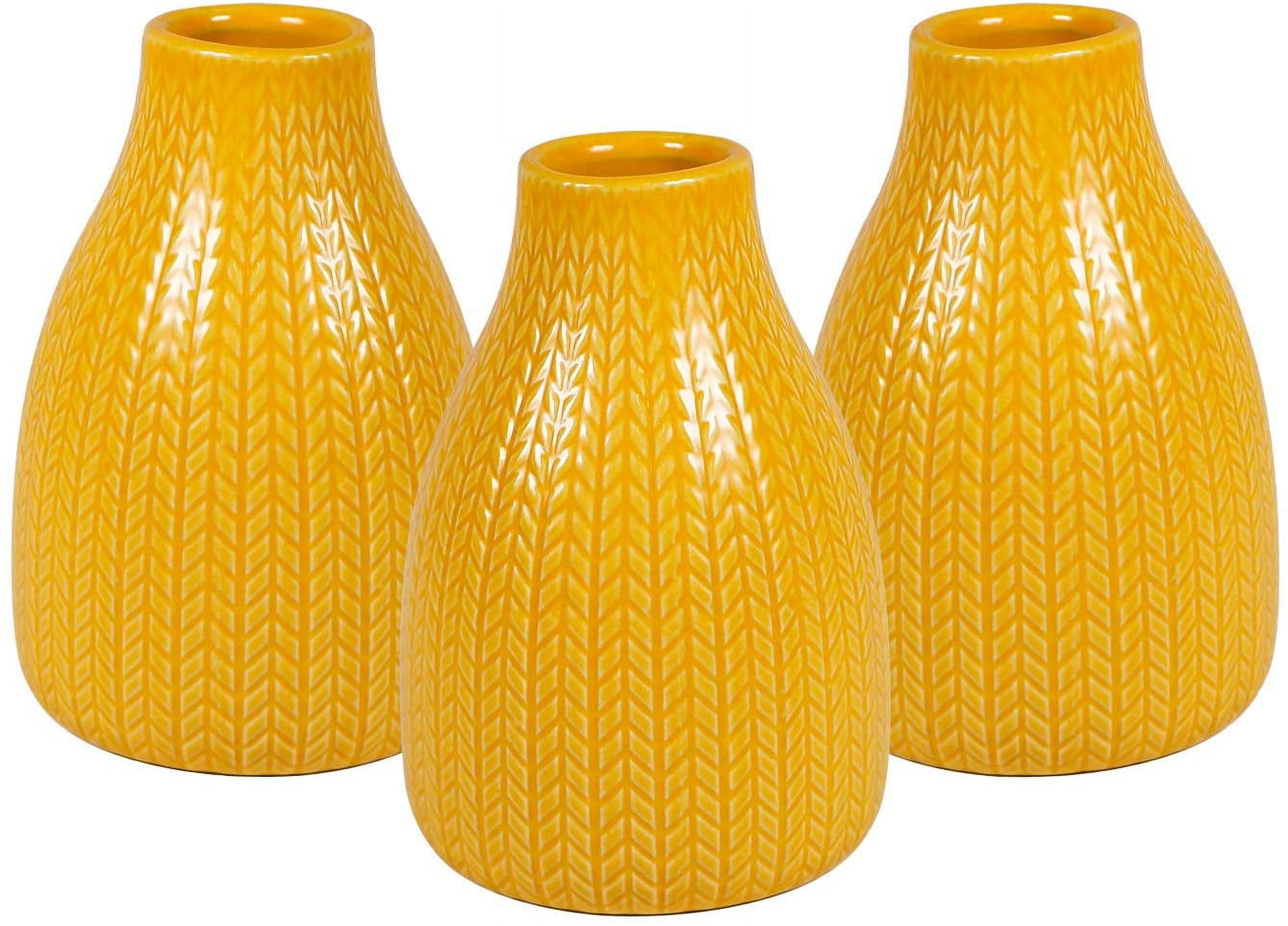 Lemon Yellow Cute Decor Ceramic Vase Set, Decorative Farmhouse Fall ...