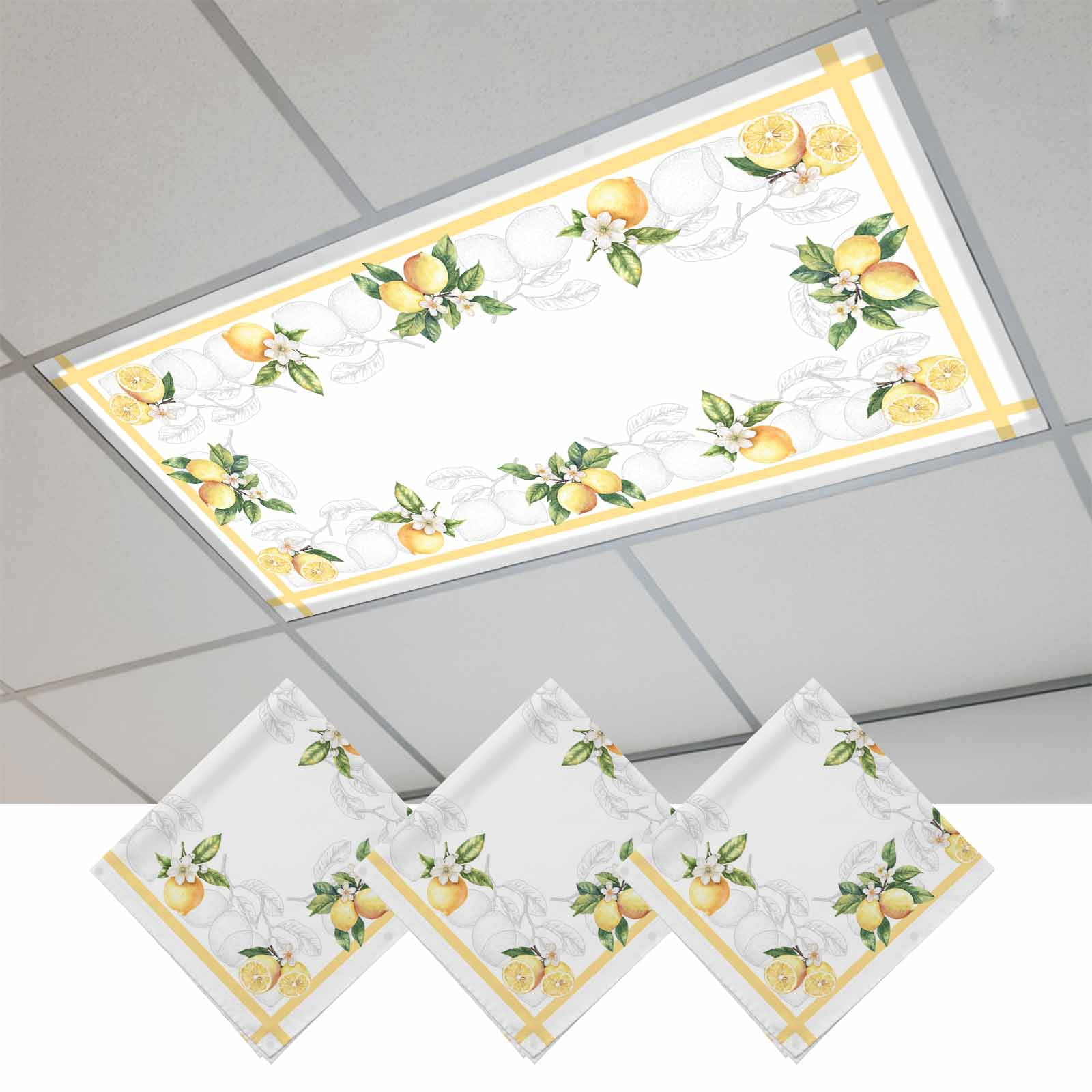 Lemon Yellow Fluorescent Light Covers, Modern Country Flower Floral ...