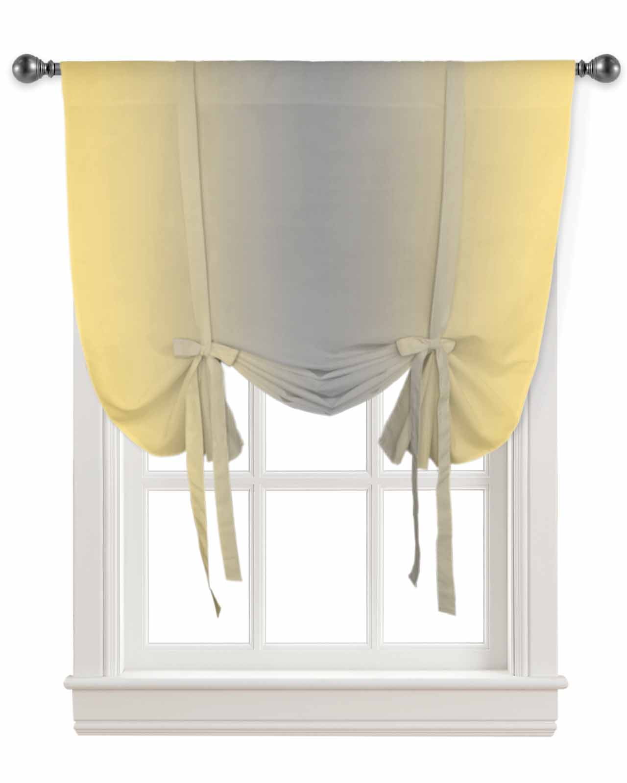 Lemon Yellow Grey Ombre Tie Up Curtains for Kitchen Bathroom Bedroom ...