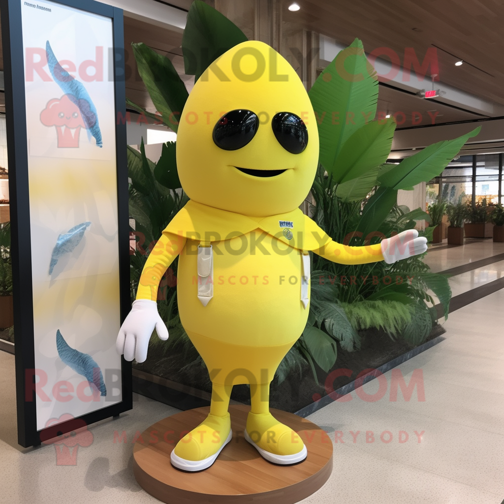 Lemon Yellow Mango REDBROKOLY mascot costume character dressed with a ...
