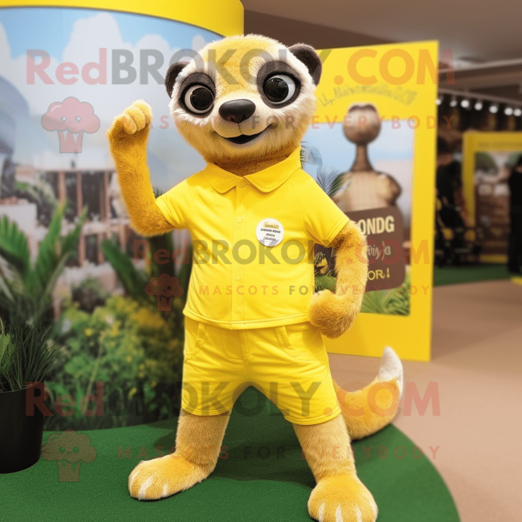 Lemon Yellow Meerkat REDBROKOLY mascot costume character dressed with a ...