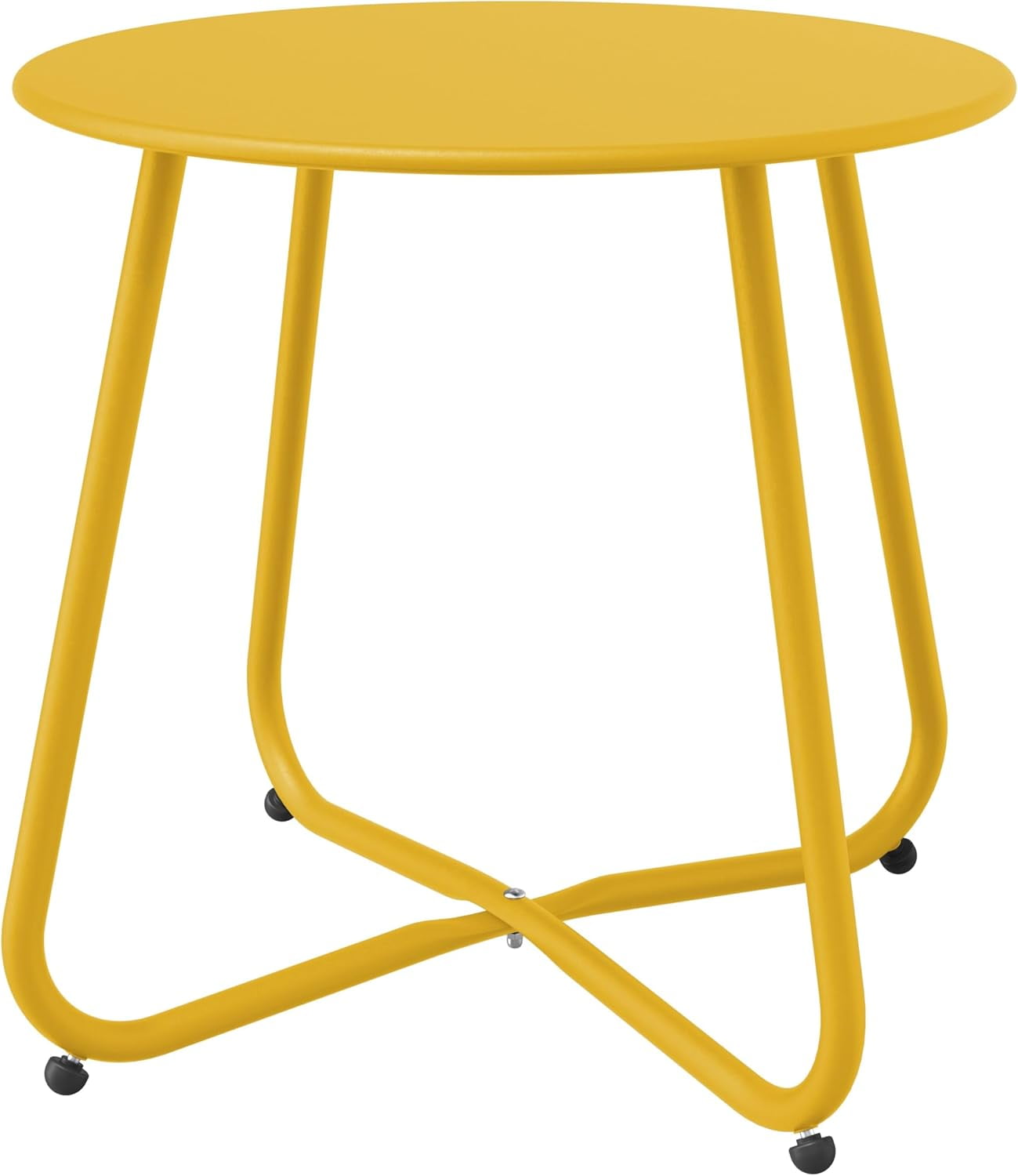 Lemon Yellow Patio Side Table, 18" Weatherproof Steel Outdoor Indoor ...