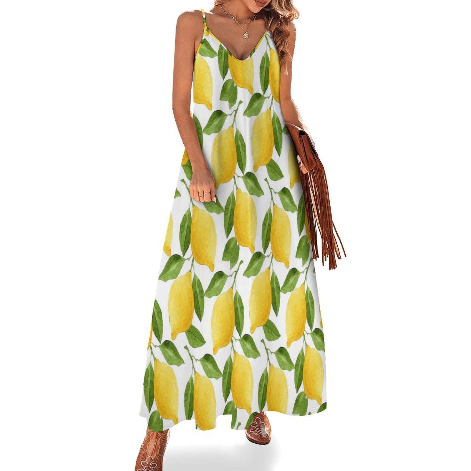 Lemon Yellow Sleeveless Dress Women's Evening Dress Womans Clothing ...