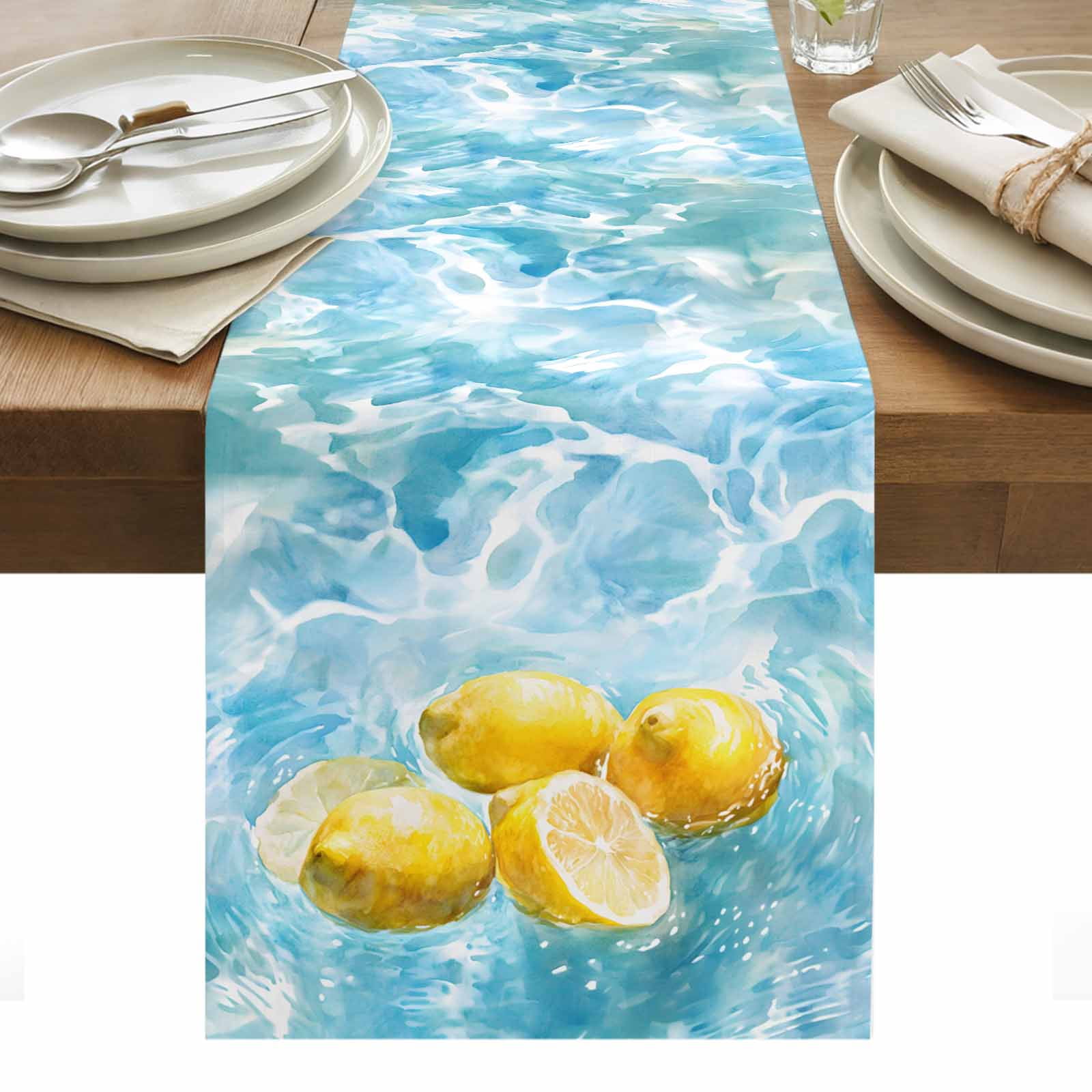 Lemon Yellow Table Runner - 72 Inch Long, Kitchen Dining Table Runner ...