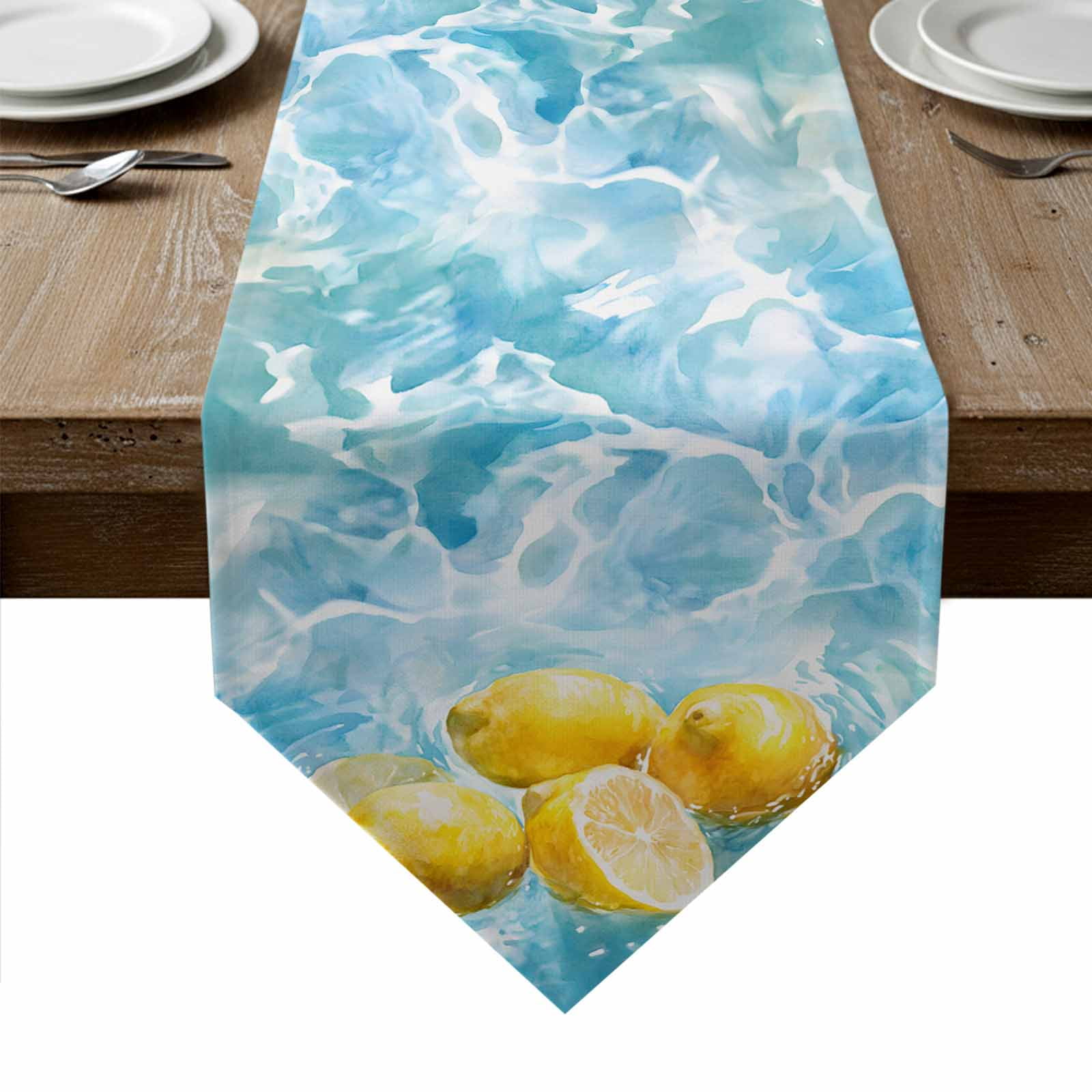 Lemon Yellow Table Runner Linen Burlap Table Runner 108 Inches Long ...