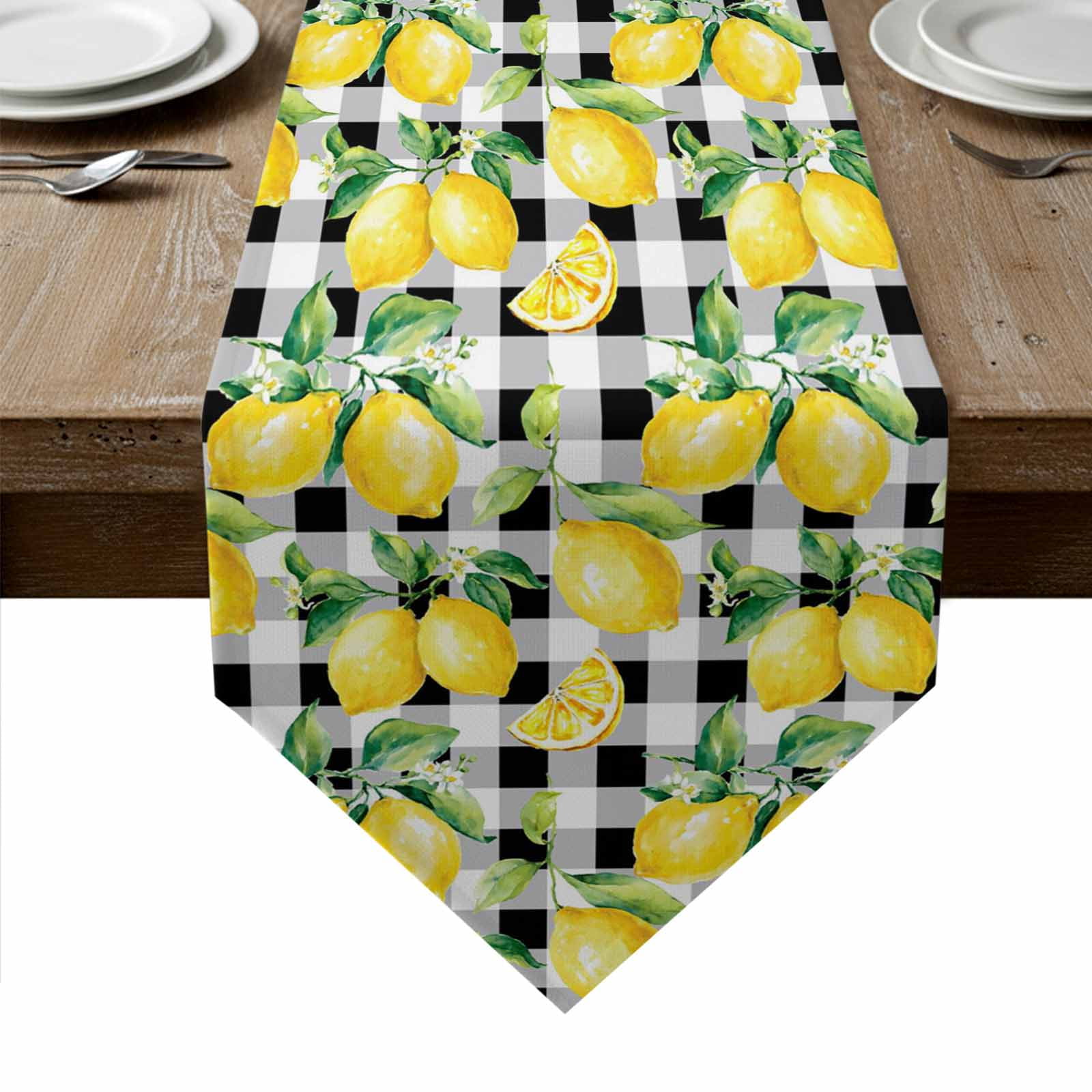 Lemon Yellow Table Runner Linen Burlap Table Runner 108 Inches Long ...