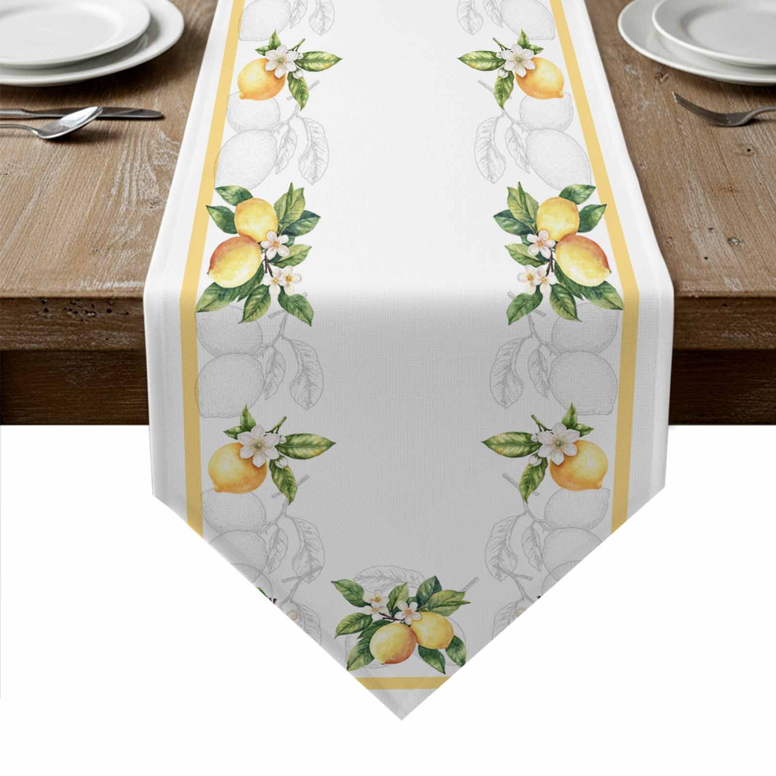 Lemon Yellow Table Runner Linen Burlap Table Runner 72 Inches Long ...