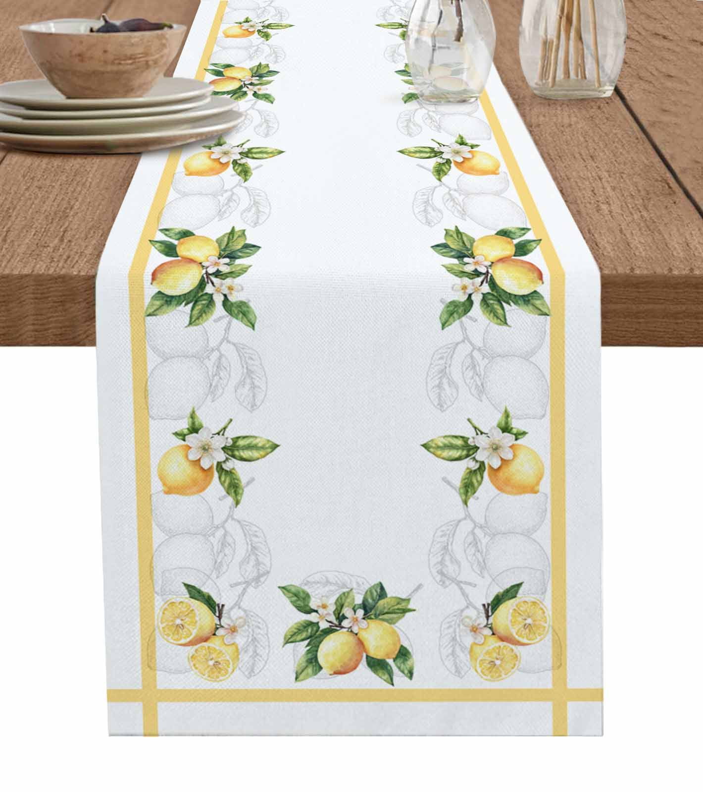 Lemon Yellow Table Runner Modern Country Flower Floral Summer Spring ...