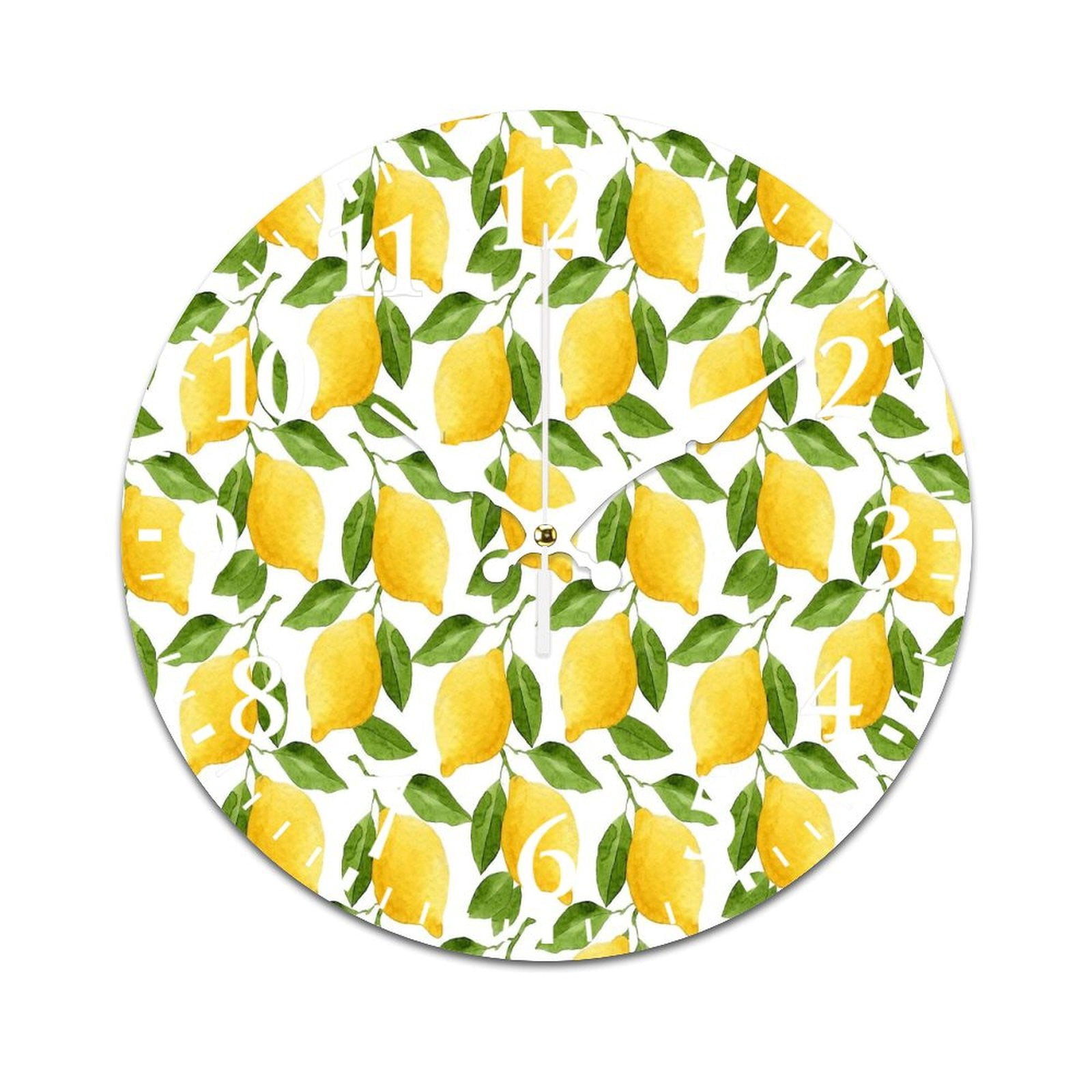 Lemon Yellow Wall Clock Modern Design Clocks Wall Hanging Home Office ...