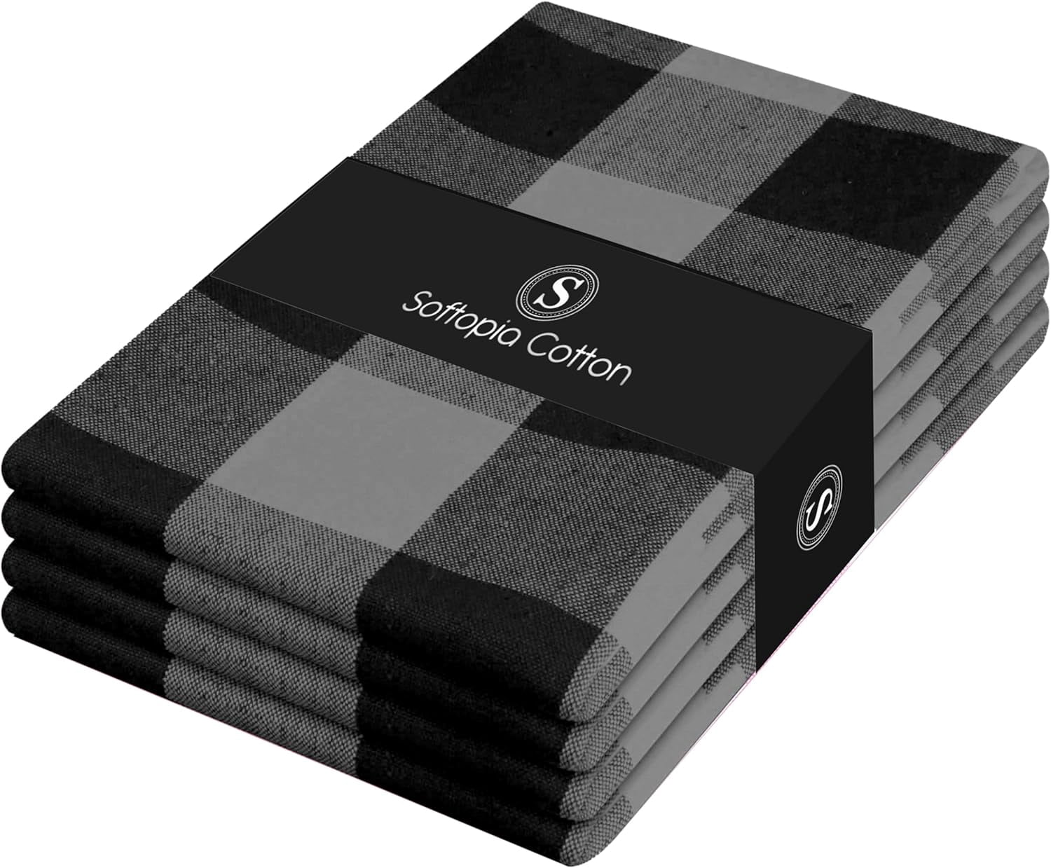 Lemon Yellow & White Buffalo Check Kitchen Towels, 16x26", 4-Pack ...